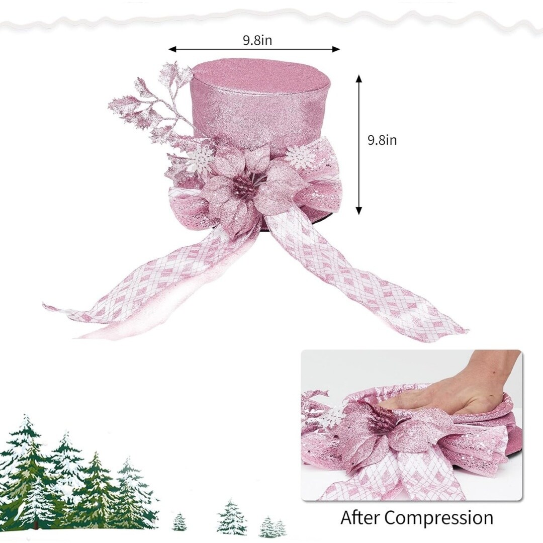Garvee Pink Christmas Tree Topper Bow 9 in Glitter Christmas Tree ...