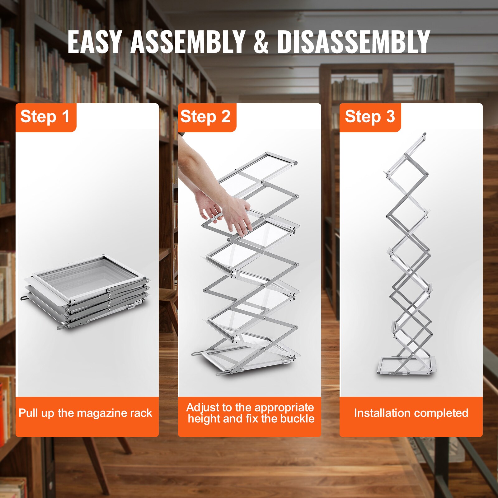 VEVOR Foldable Magazine Display Rack 6 Pockets Pop-Up Brochure Display ...