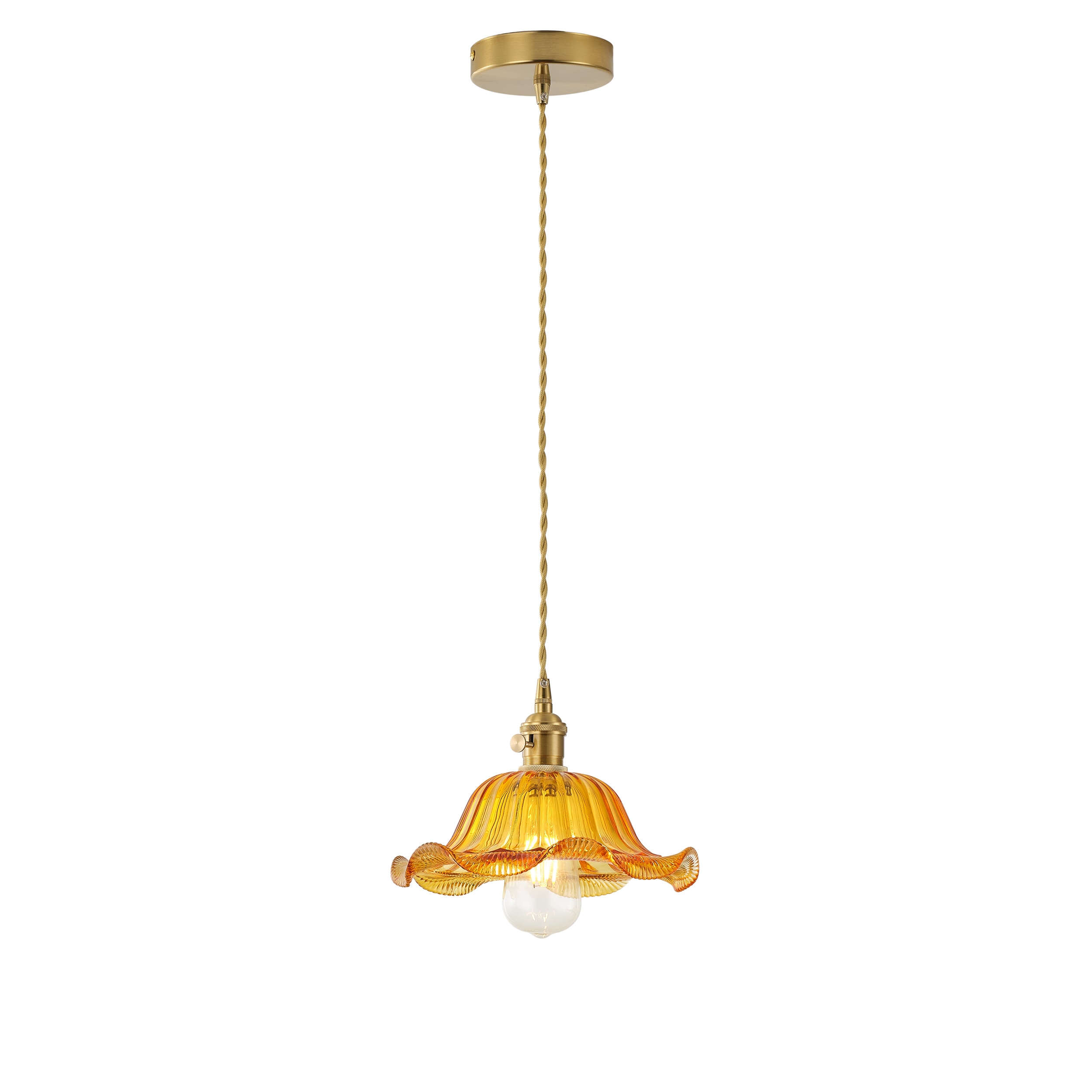 Aiwen 1 -Light Amber Vintage Etched glass Dome Small Hanging Pendant ...