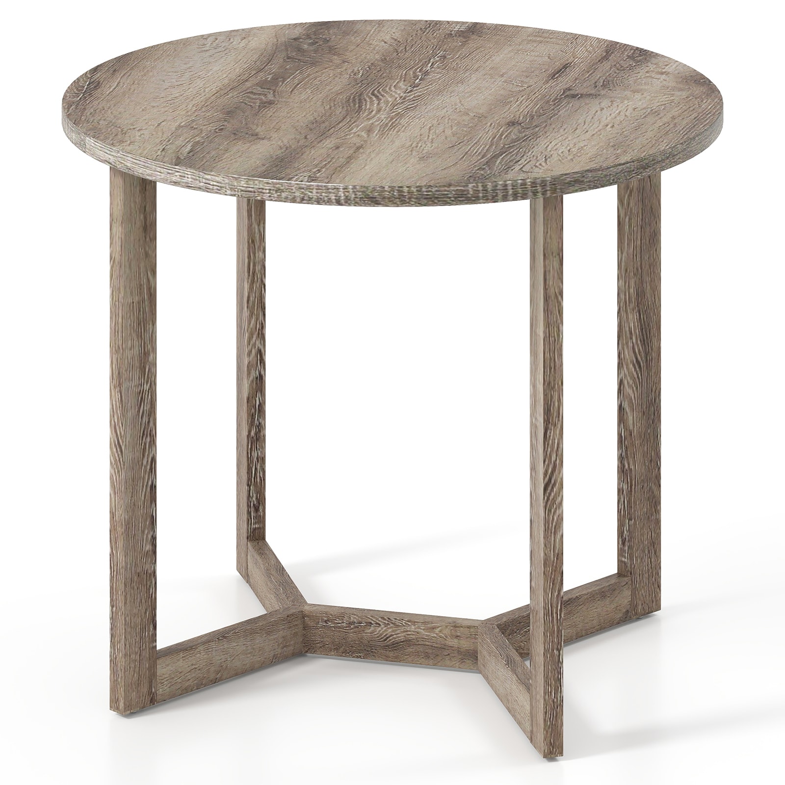 Slickblue Round Farmhouse Fixed Pedestal Dining Table Wood Tabletop ...