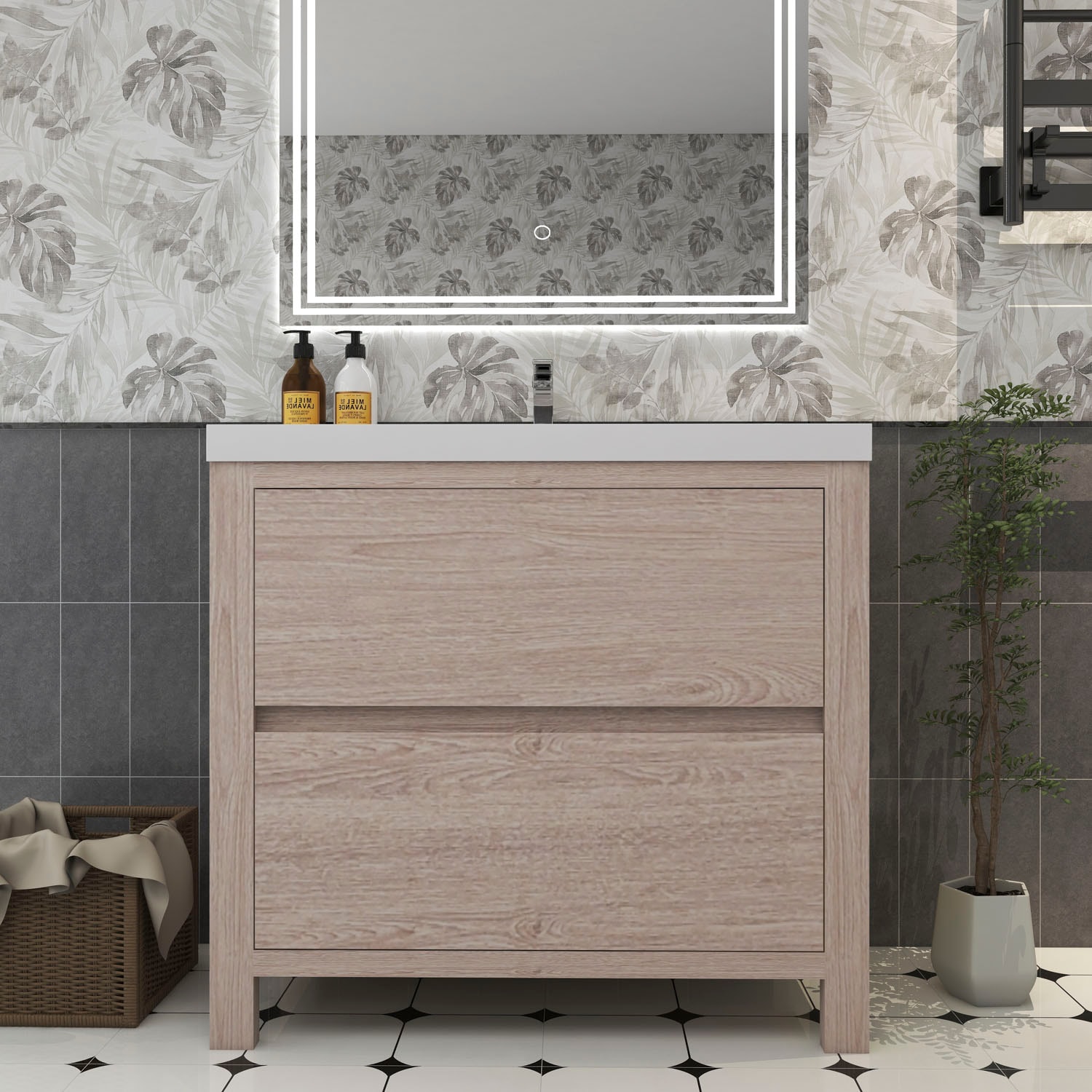 BV Better Vanity Louis 36-in Pink Wood Single sink Bathroom Vanity with ...
