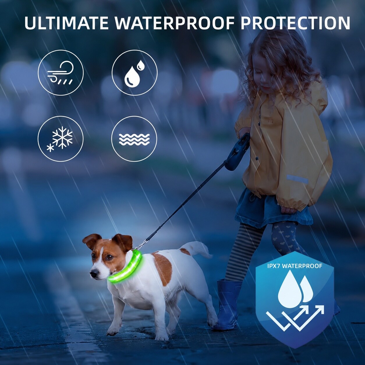 Lukvuzo Super Bright LED Dog Collar Waterproof Adjustable Glow Collar ...