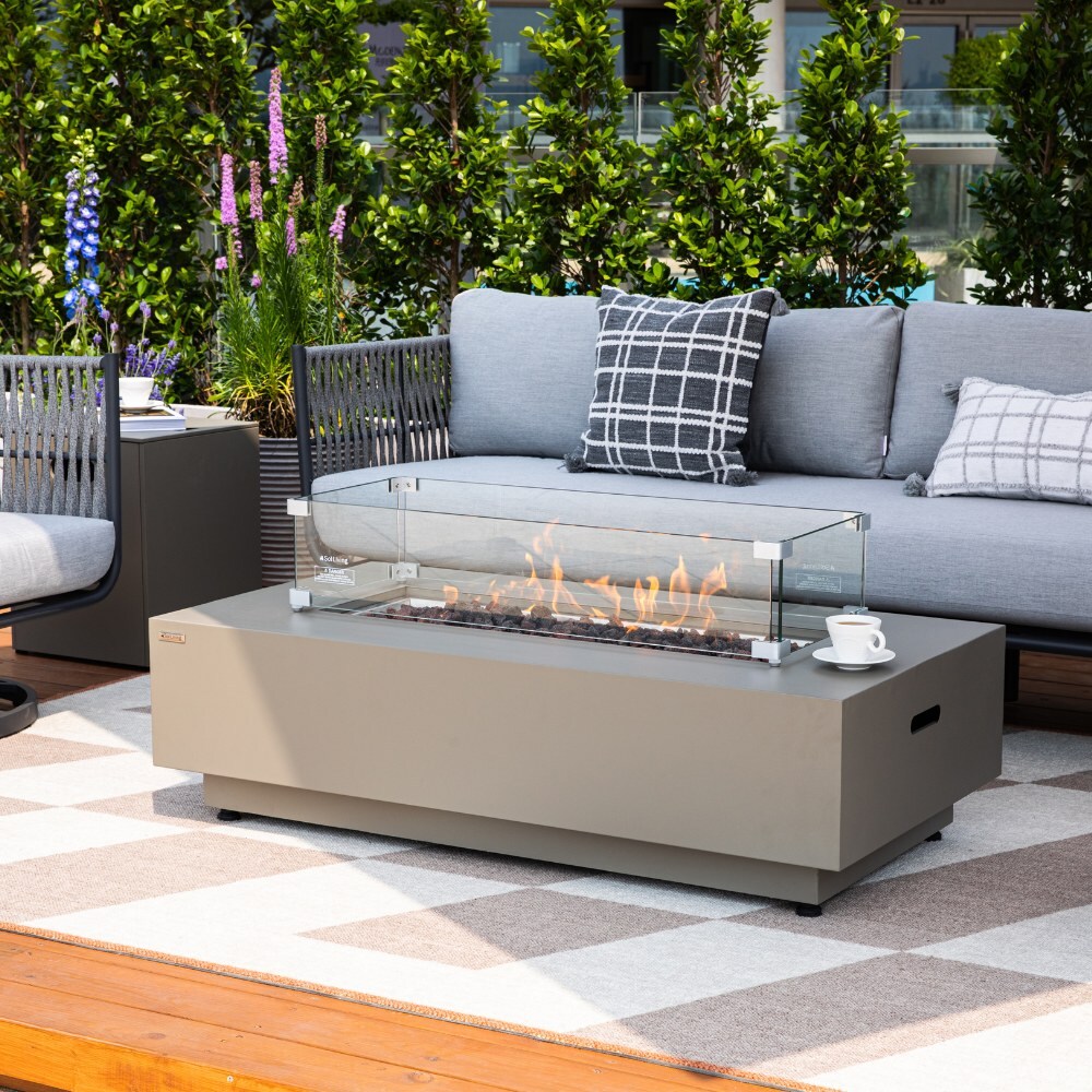 Sol Living 50000 -BTU Grey - Rectangle - 50" x 26" Firepit + All ...