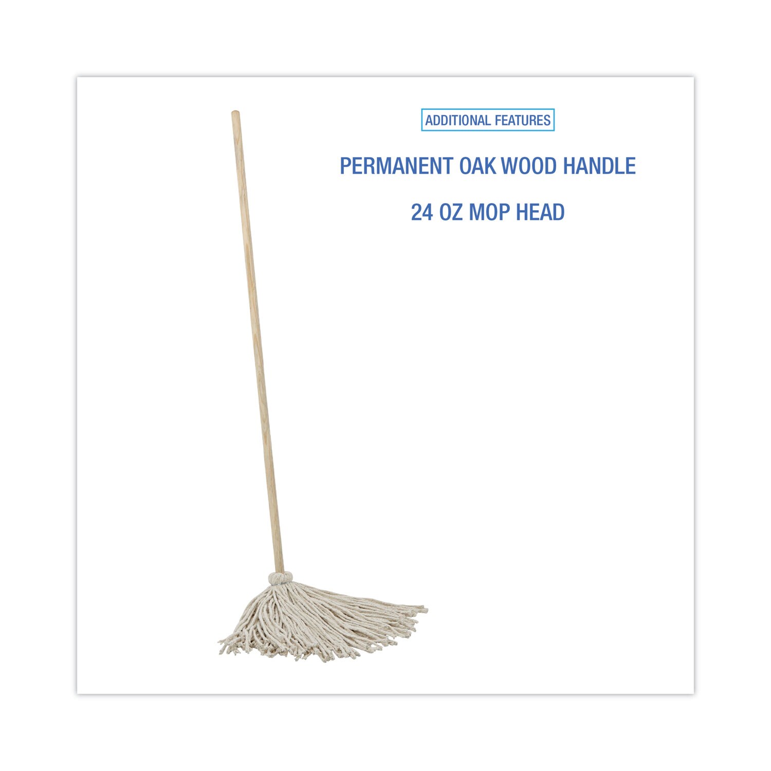 Boardwalk Cotton Deck Mop #24 White Cotton Head 50 Wood Handle 6 per ...