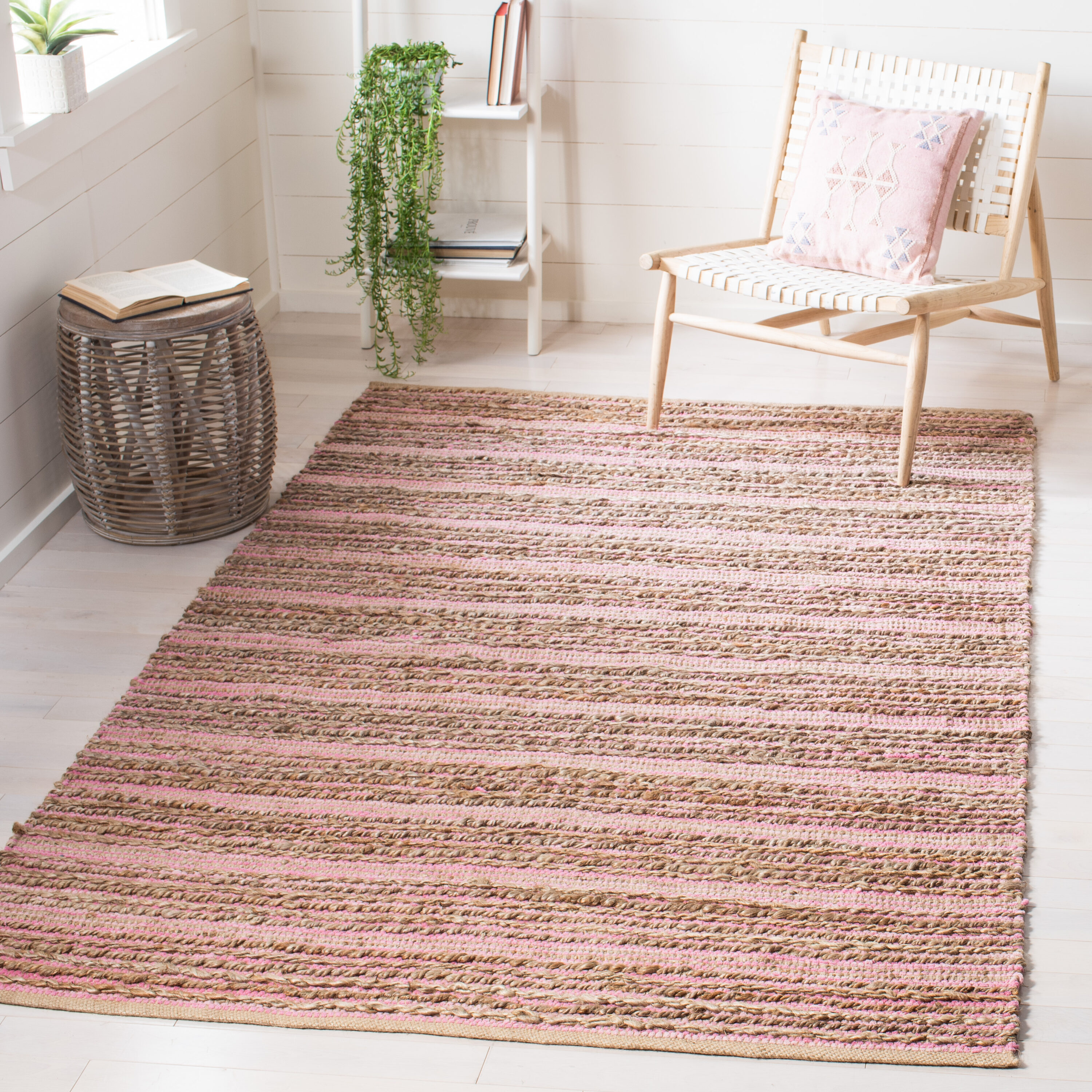 Safavieh Cape Cod Trent 4 x 6 (ft) Jute Light Pink Rectangular Indoor ...