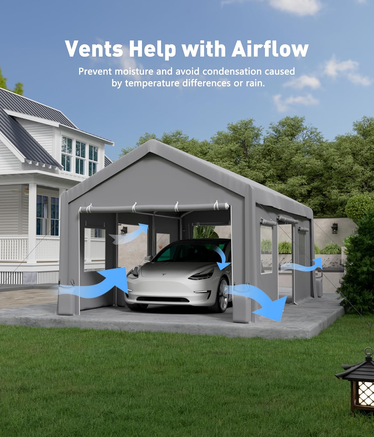 GAOMON 10x20 Ft Carport Sidewall Replacement Cover - Heavy Duty PE ...