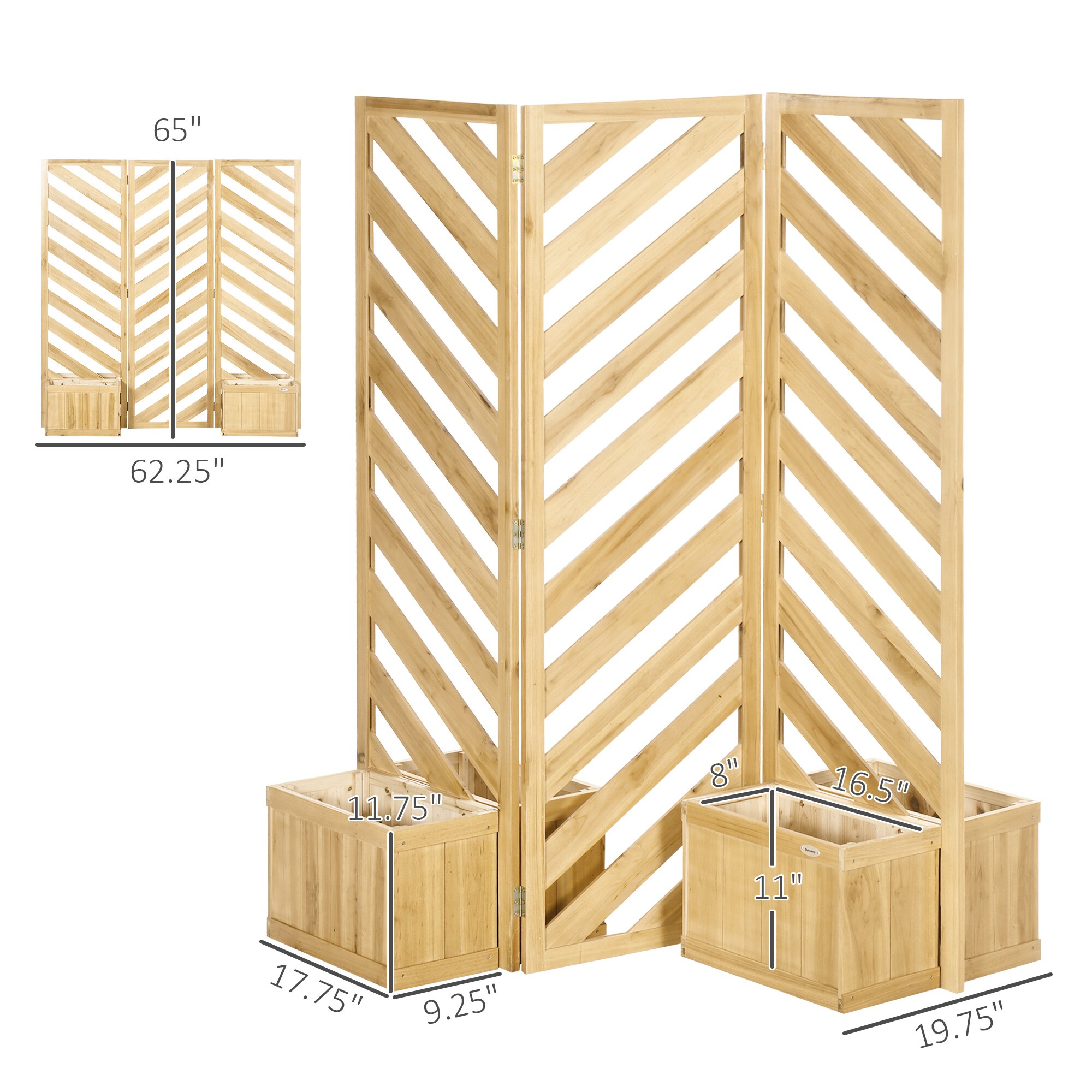 Outsunny Decorative Outdoor Privacy Screen Freestanding Divider ...