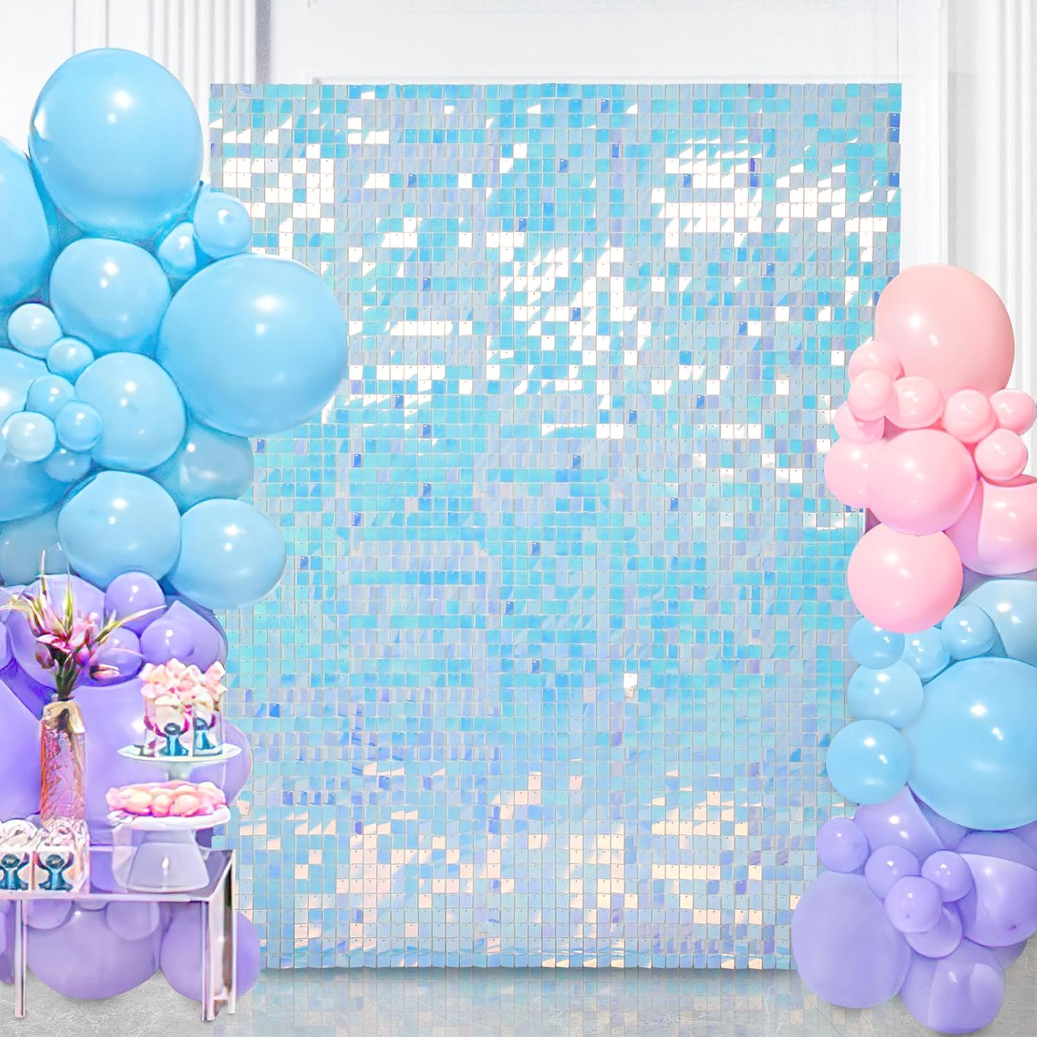 B-Cool Mermaid Shimmer Wall Backdrop - Rainbow Sequins 24 Panels ...