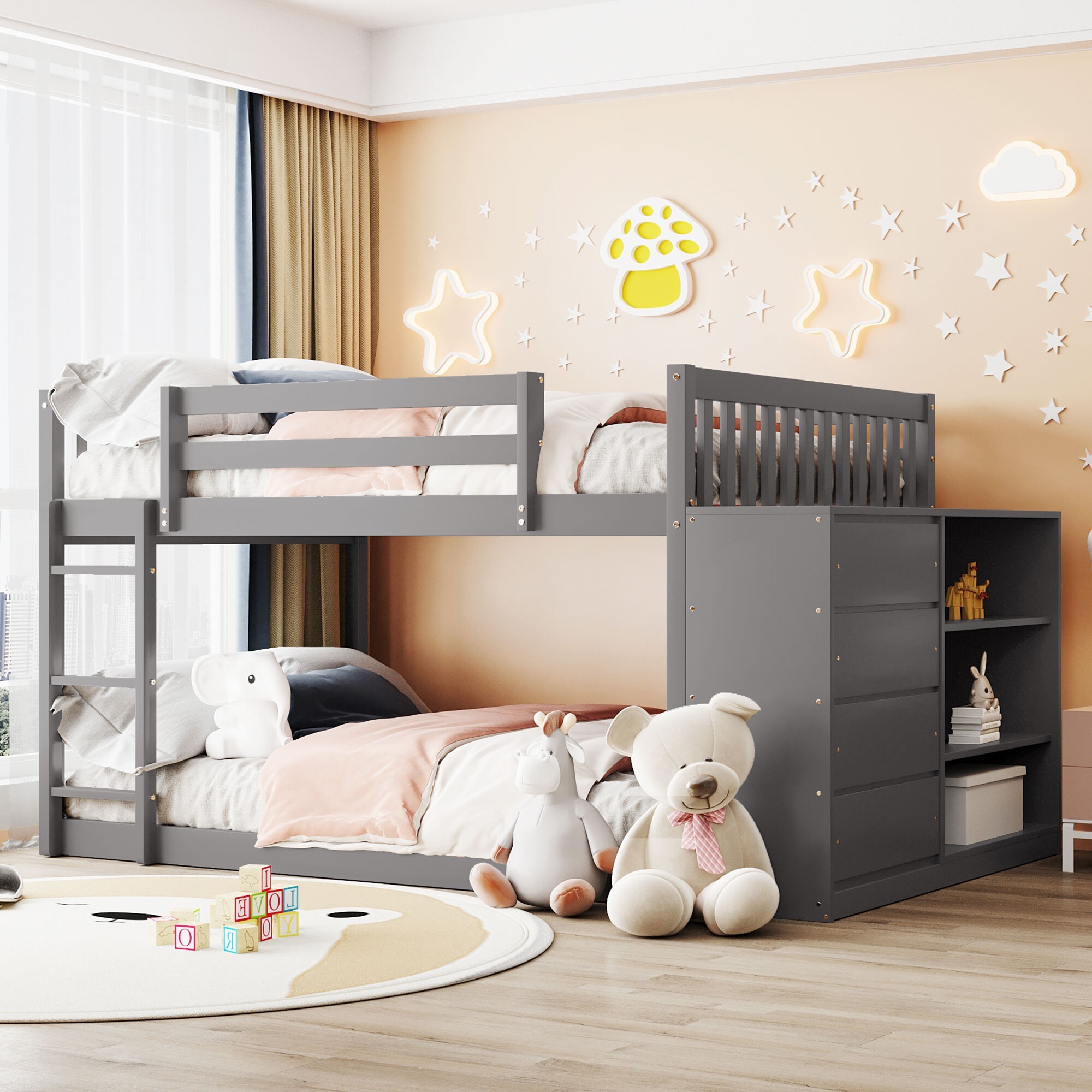 Yiekholo Gray Full Over Full Bunk Bed LL 1146AAE at Lowes