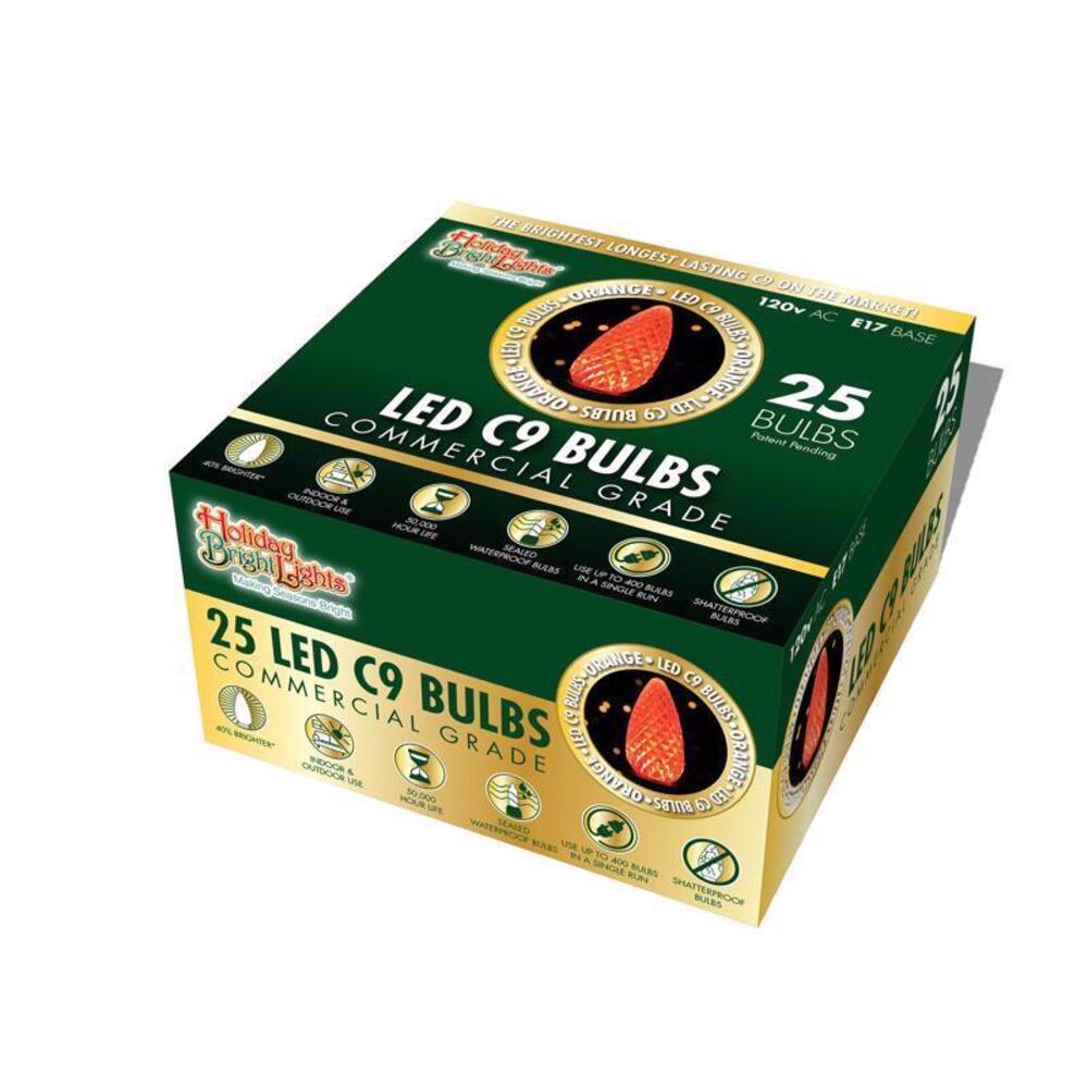 Holiday Bright Lights LED C9 Orange 25 ct Replacement Christmas Light ...