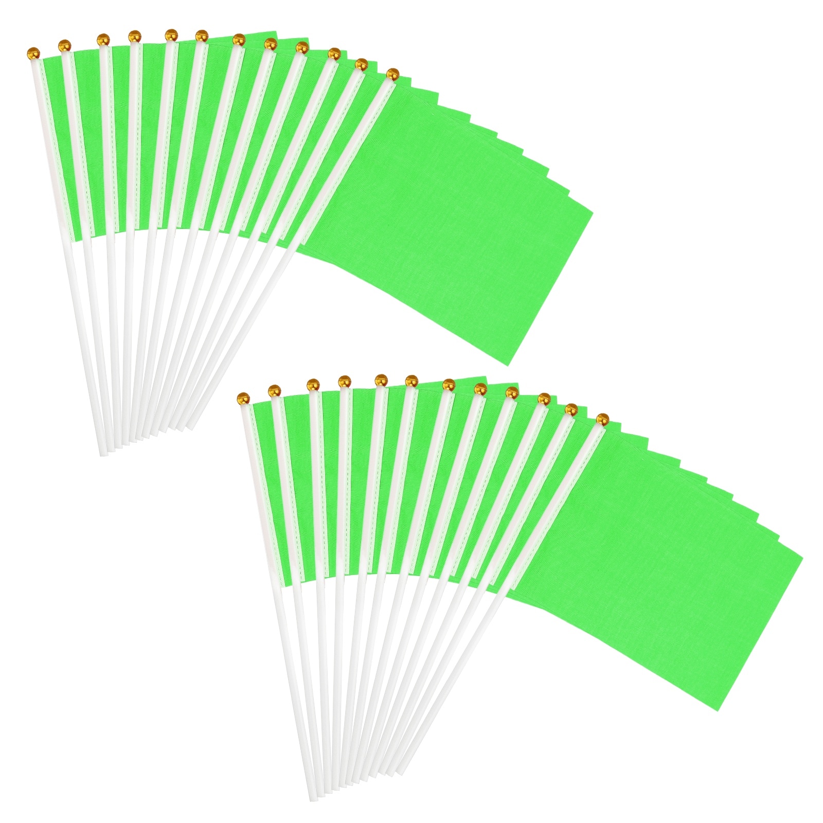 PATIKIL 8x3 Inch Green Blank Stick Flag 25Pcs Handheld Solid Color Flag ...