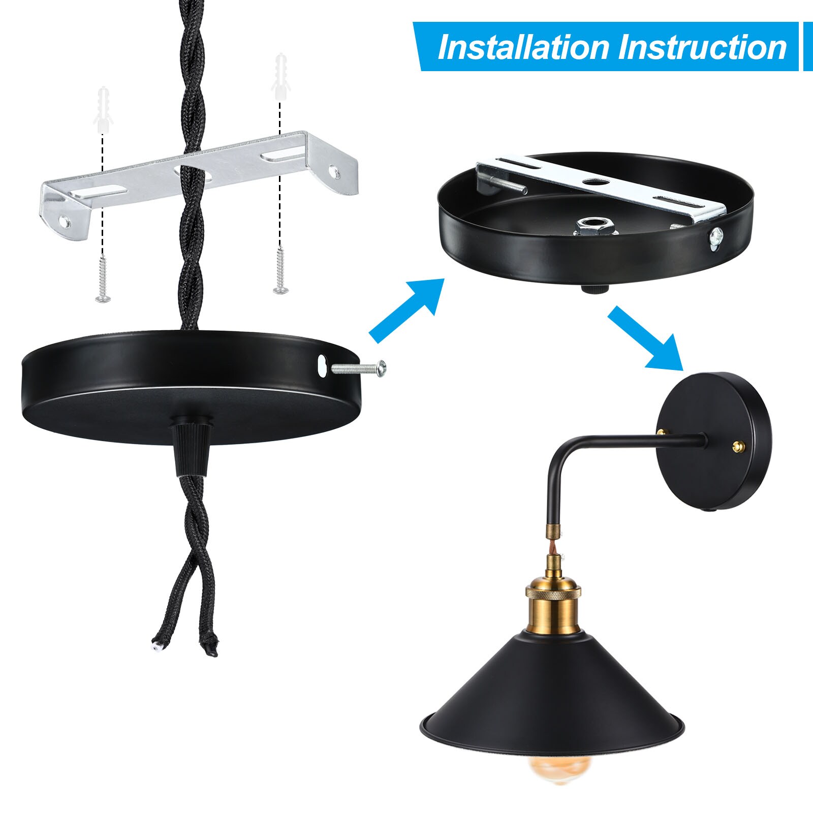 PATIKIL 100mm Ceiling Light Plate Kit 2 Set Light Fixture Mounting ...
