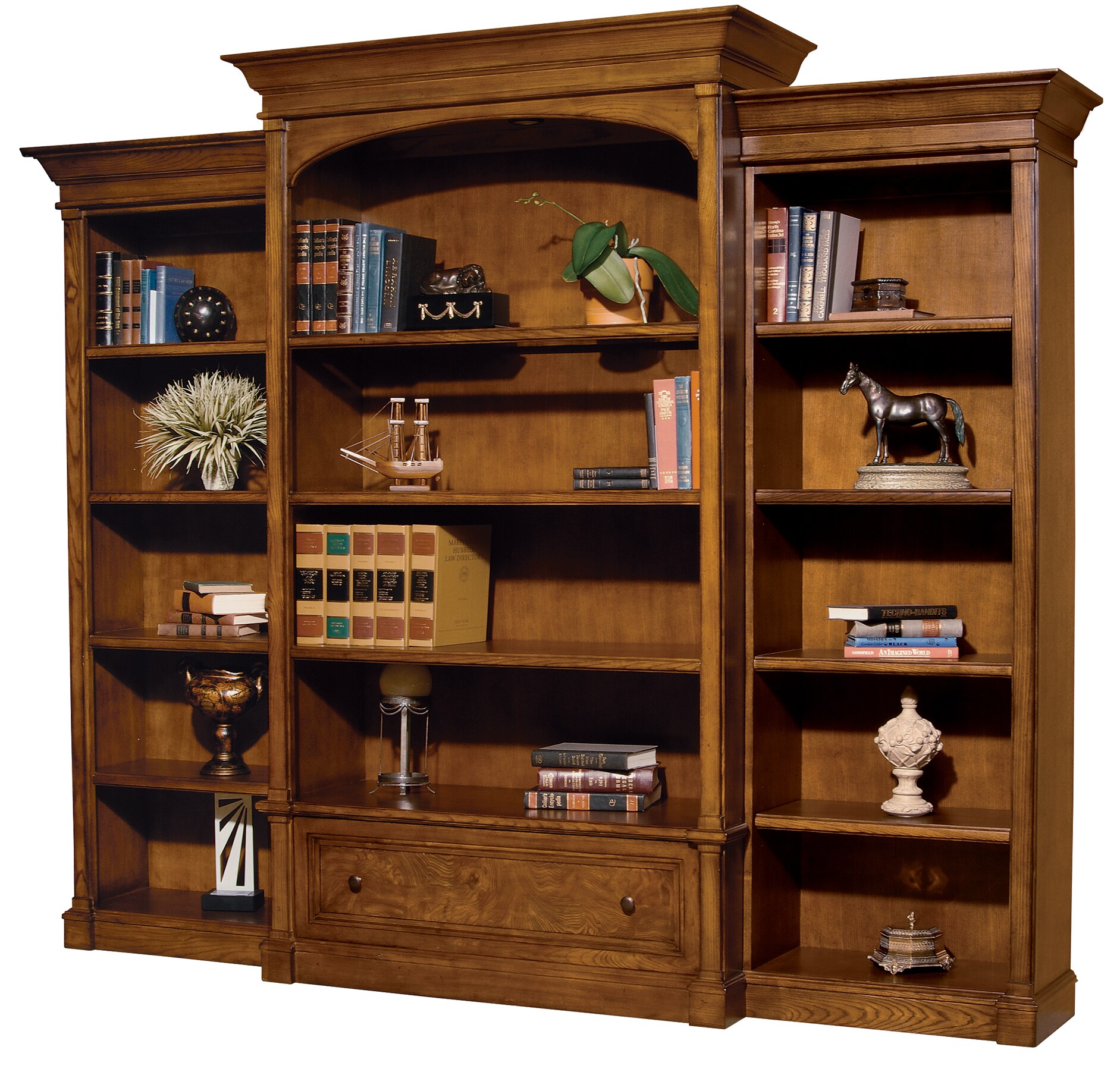 Hekman Home office executive desk Urban ash burl Wood 4 -Shelf Bookcase ...