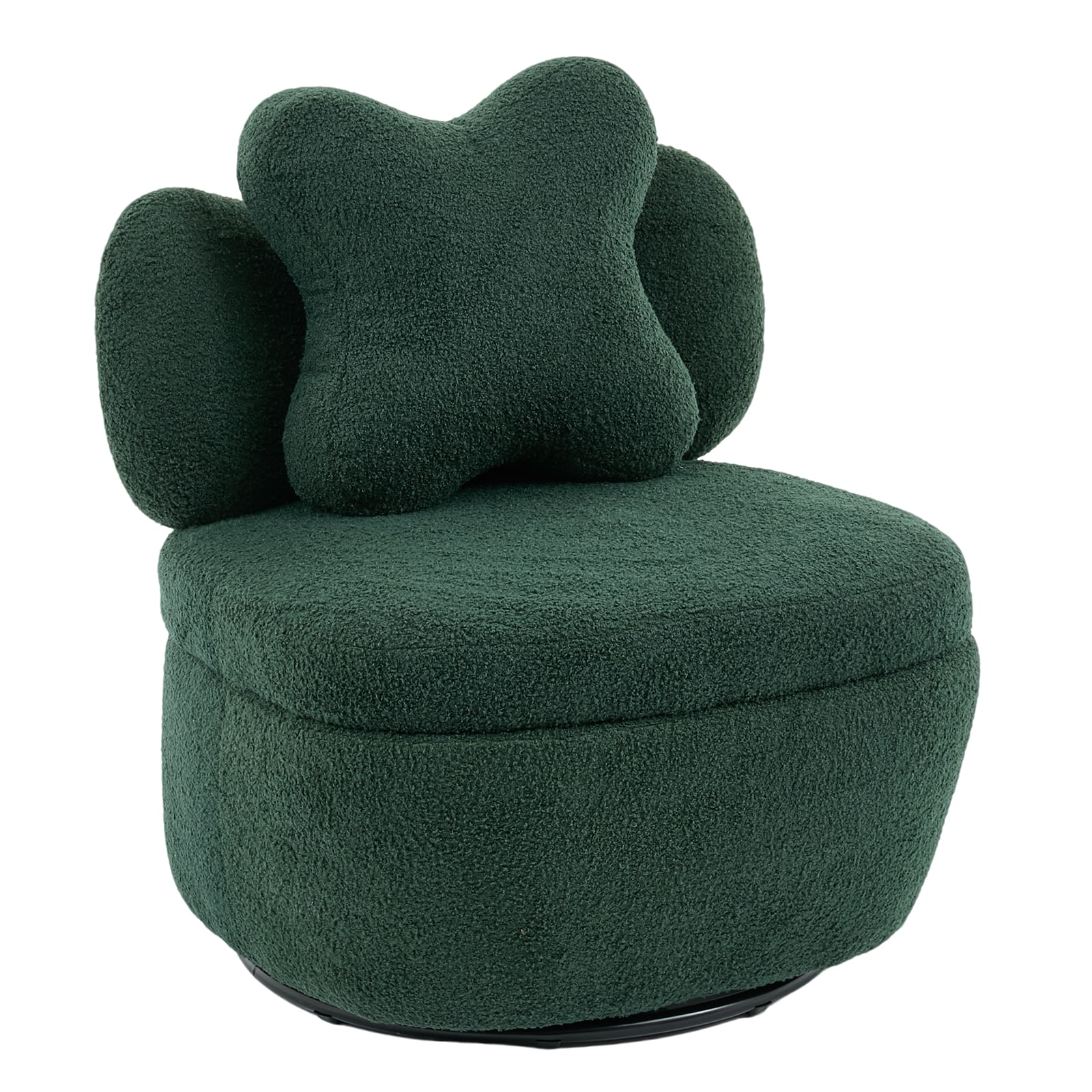 Assile Green Teddy Velvet Swivel Accent Chair with Heart Shaped ...
