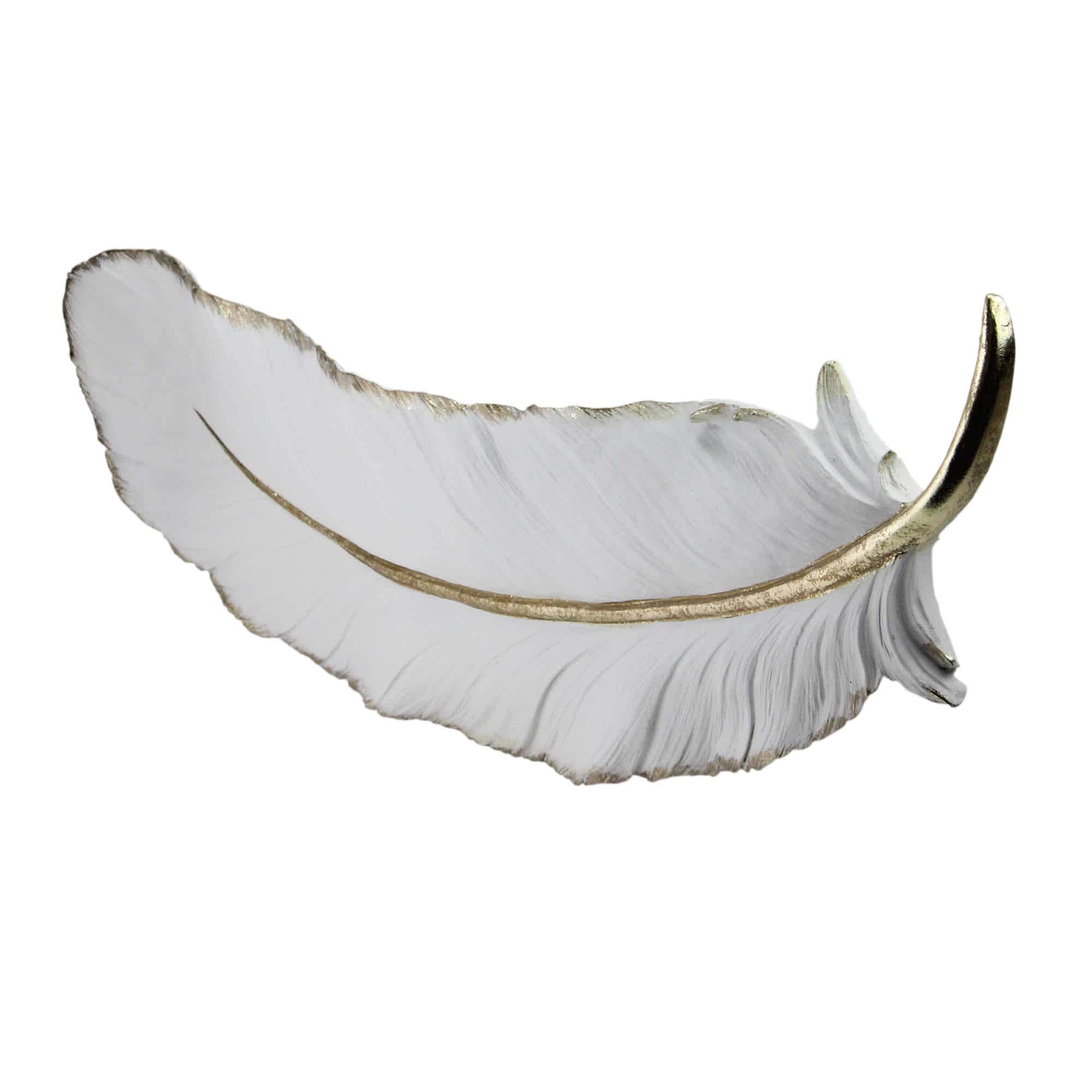 Roman 22 inch White and Gold Gilded Feather Shaped Christmas Wall Decor ...