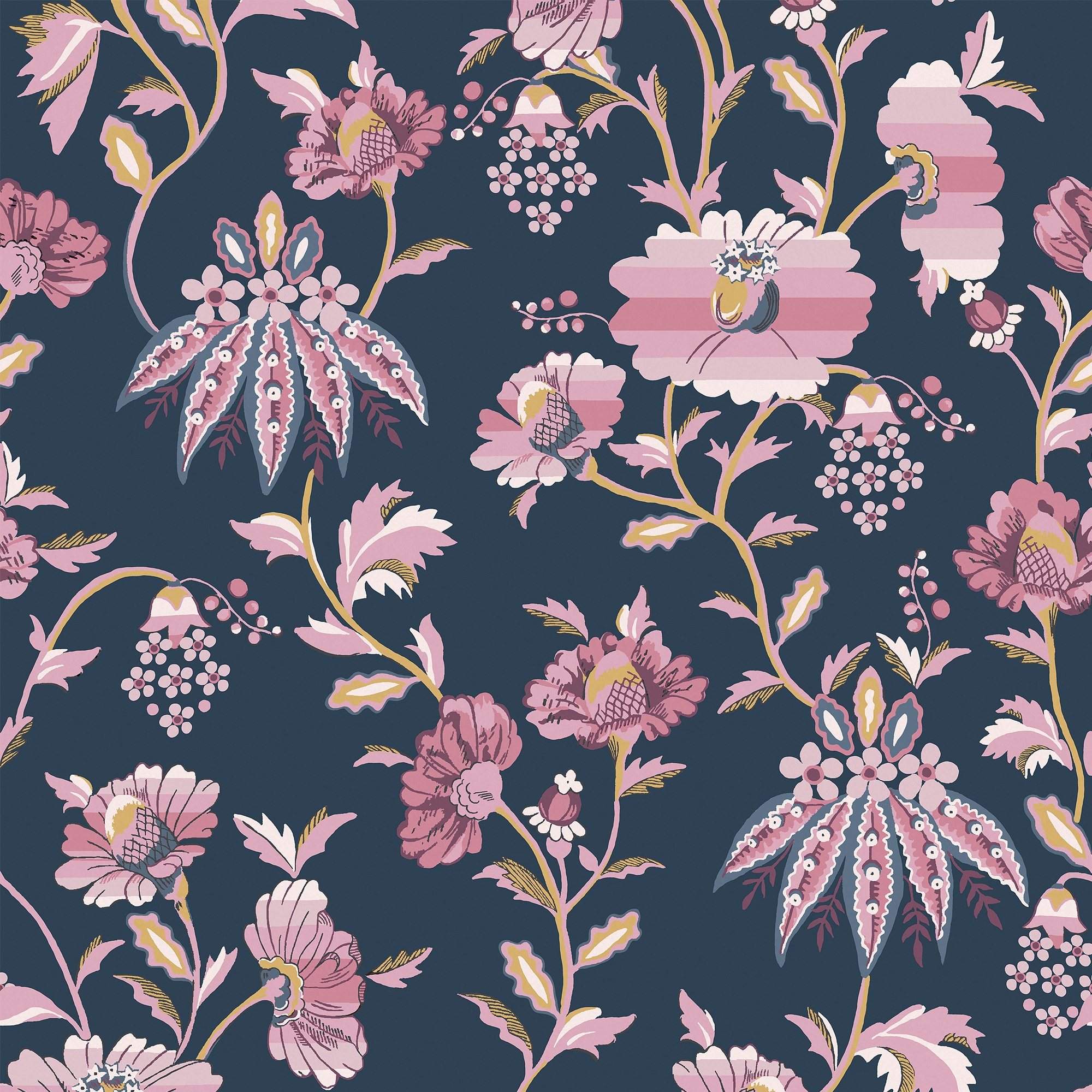 Cath Kidston 56-sq ft Blue Non-woven Floral Unpasted Wallpaper in the ...