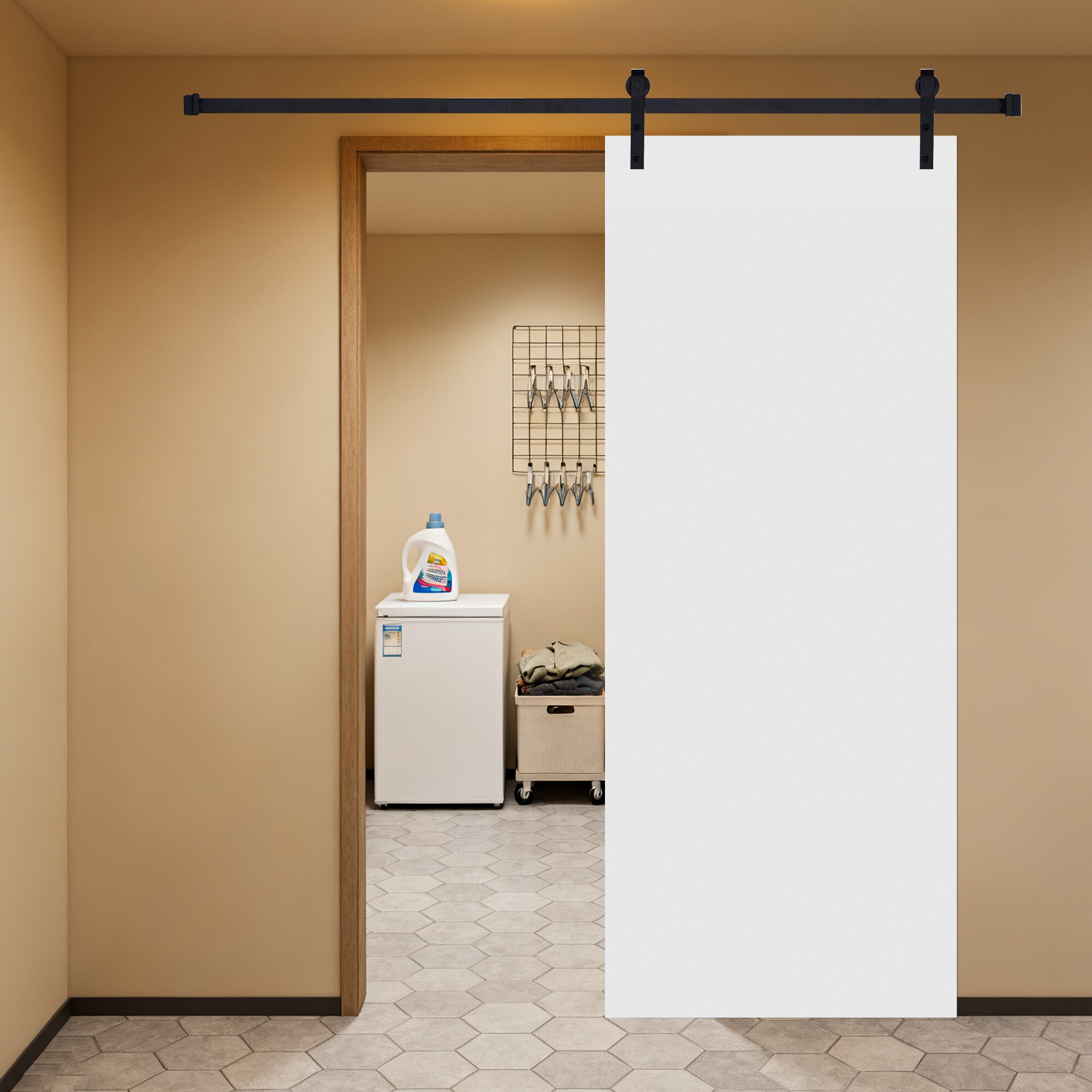 Wooakway 18Double Modern flat panel 16 in. x 84 in. MDF White Barn ...