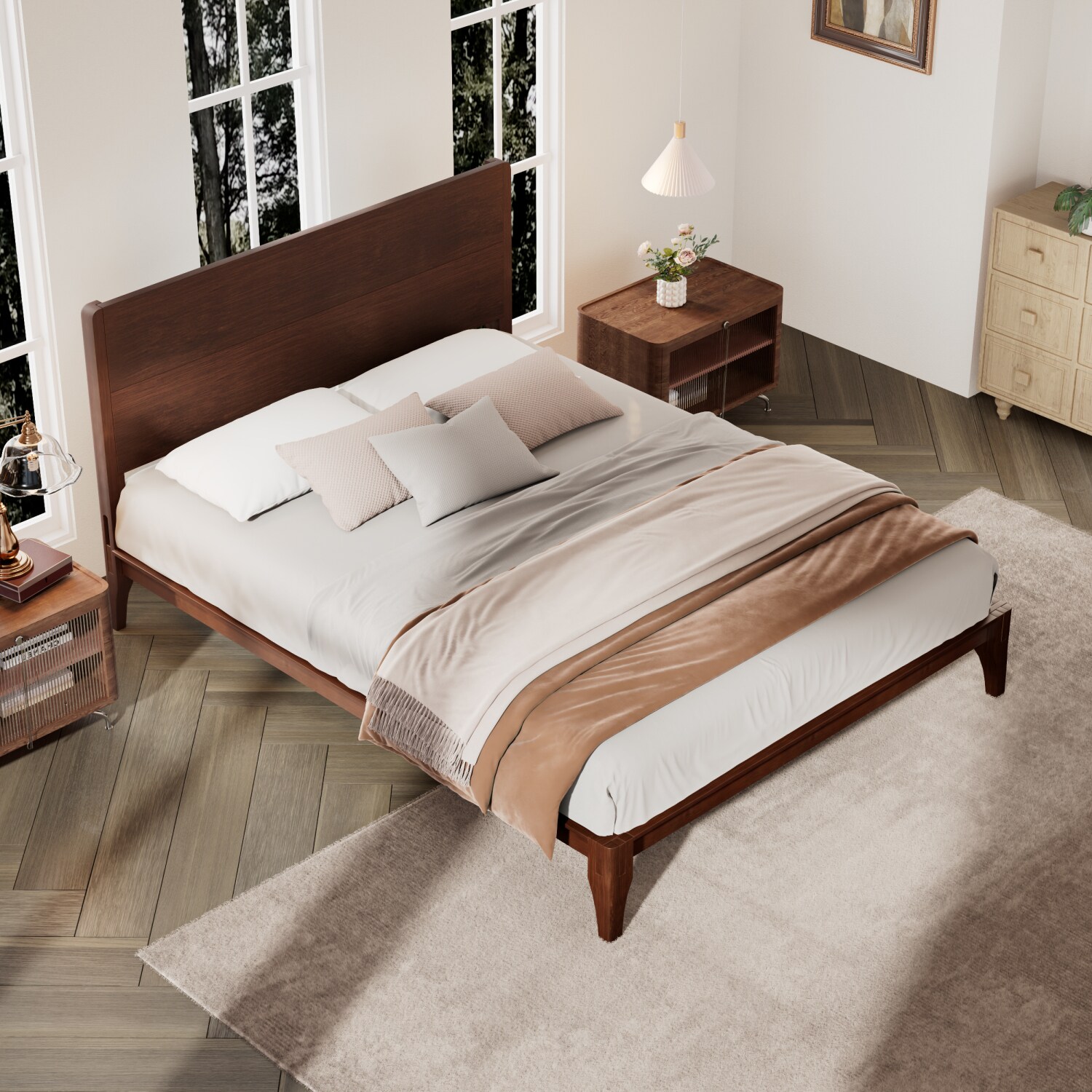 Streamdale Furniture Streamdale King Bamboo Platform Bed - Chocolate in ...