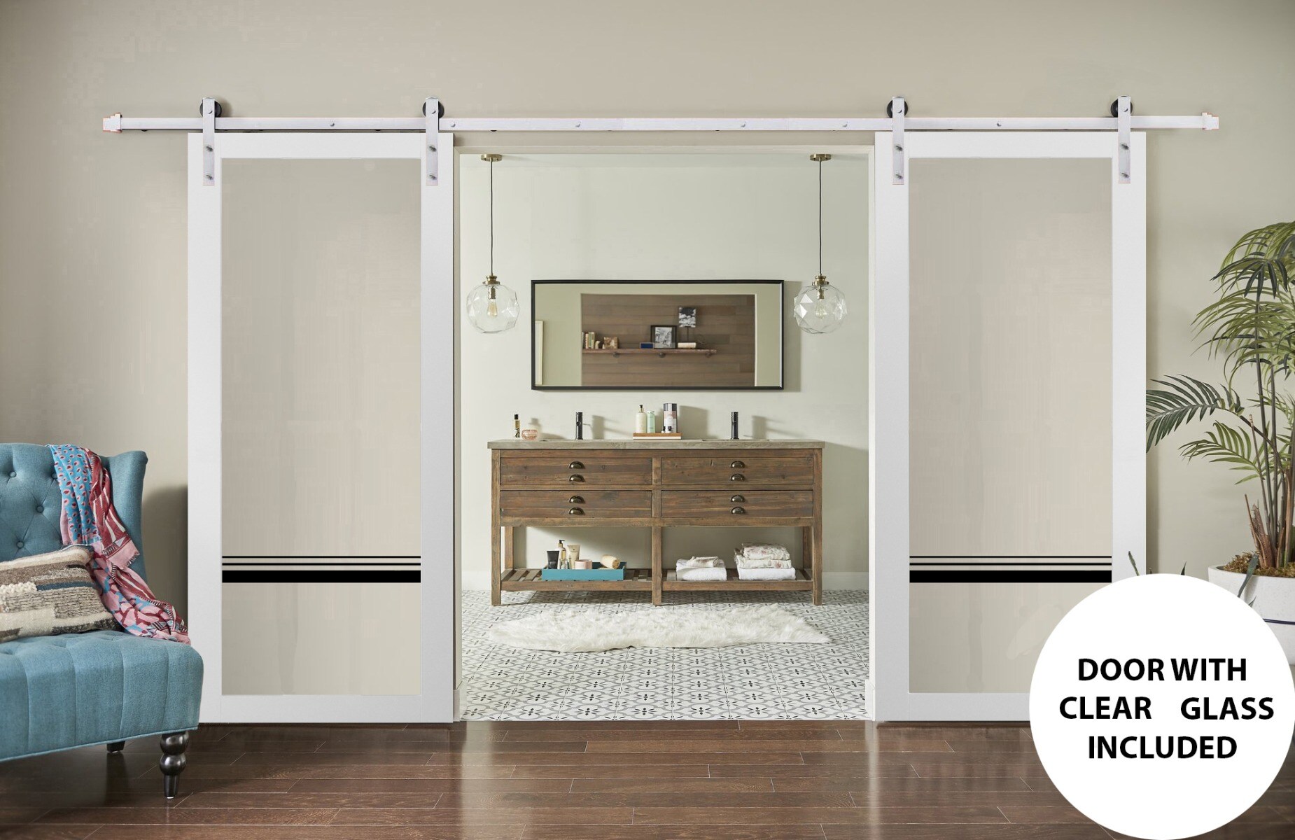 SARTODOORS Interior Double Barn Doors - Lucia 2666 White Silk ...