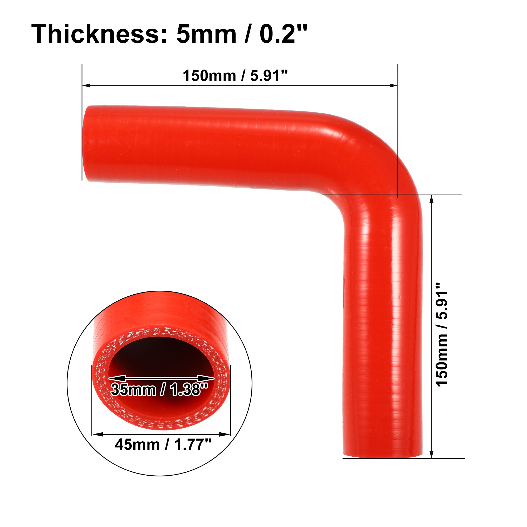 Unique Bargains 35mm 1.38 Inch ID 90 Degree Elbow Silicone Reducer Hose ...