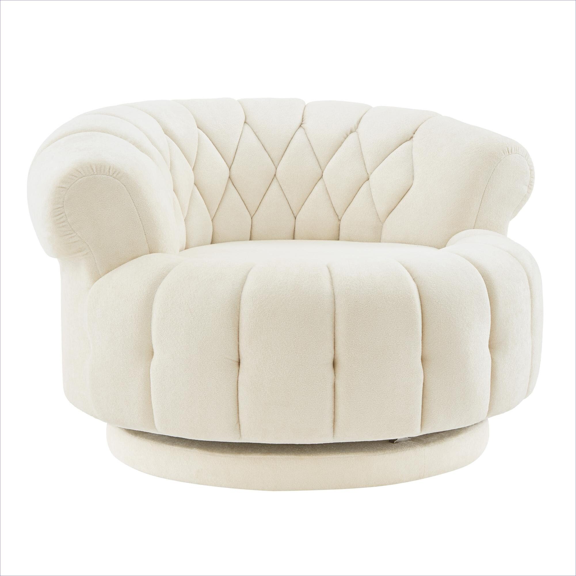 Watnature 2-Seater 360 Degree Swivel Accent Barrel Chair Chenille ...
