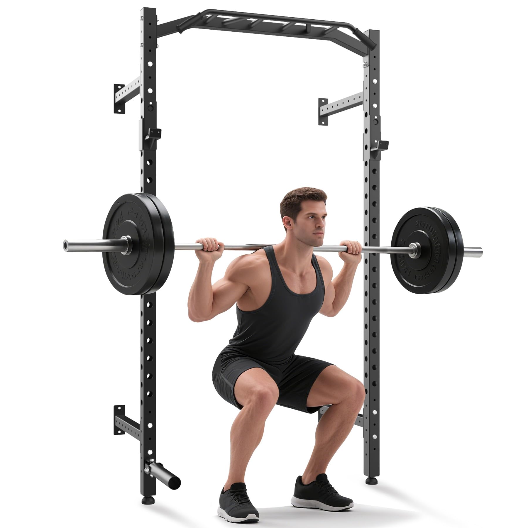 Garvee 1600 lb Wall Mounted Power Rack / Squat Rack for Home Gym ...