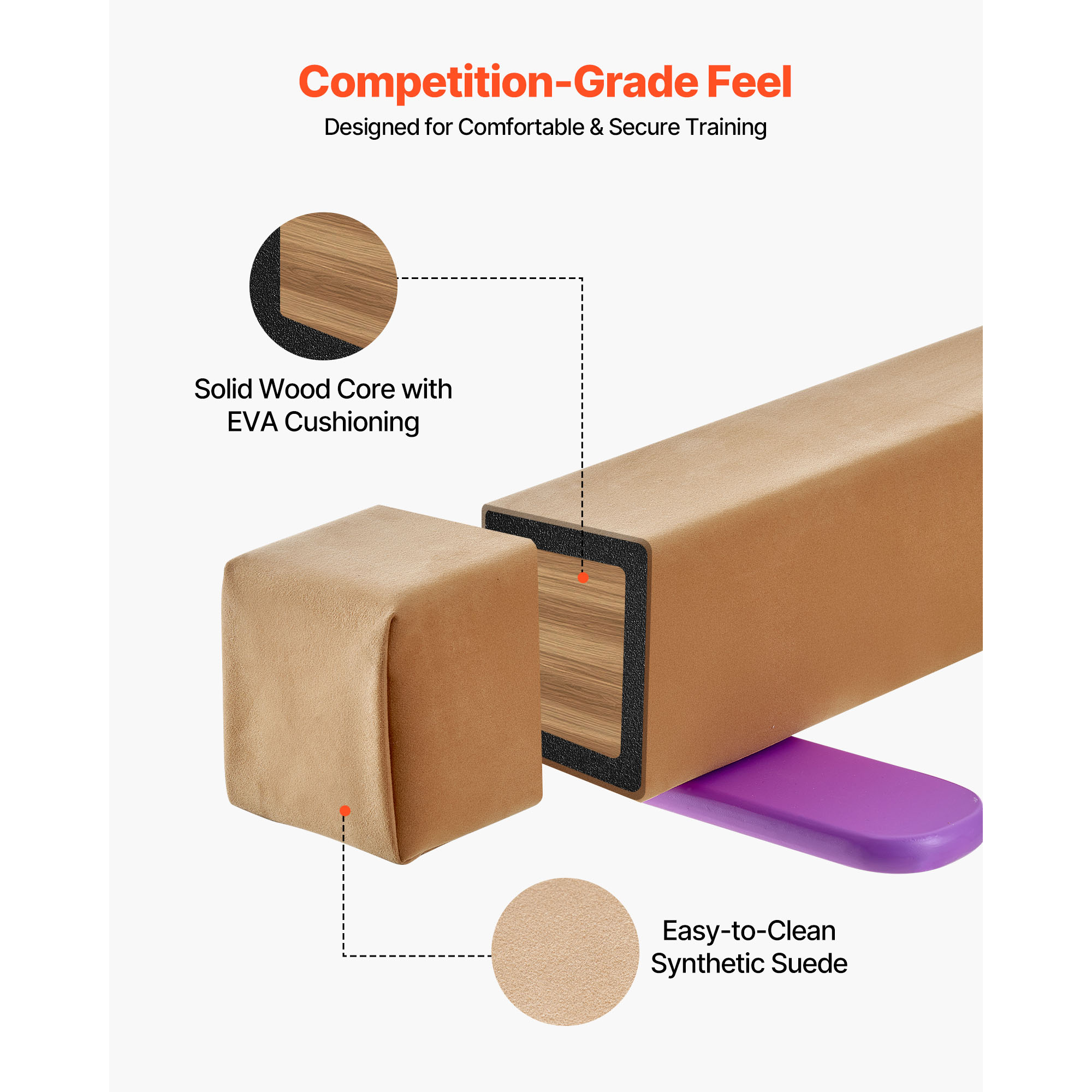 VEVOR 8FT Balance Beam for Kids 350 LBS Stable Support Gymnastics Floor ...