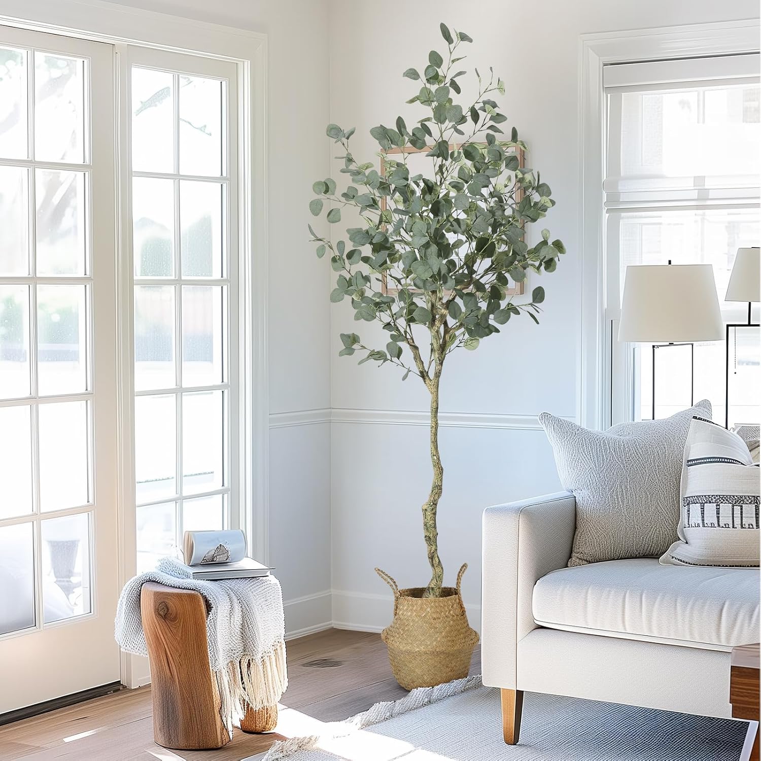 Garvee Artificial Tree Plant Eucalyptus Tree 4/5/6 ft Tall Modern Large ...