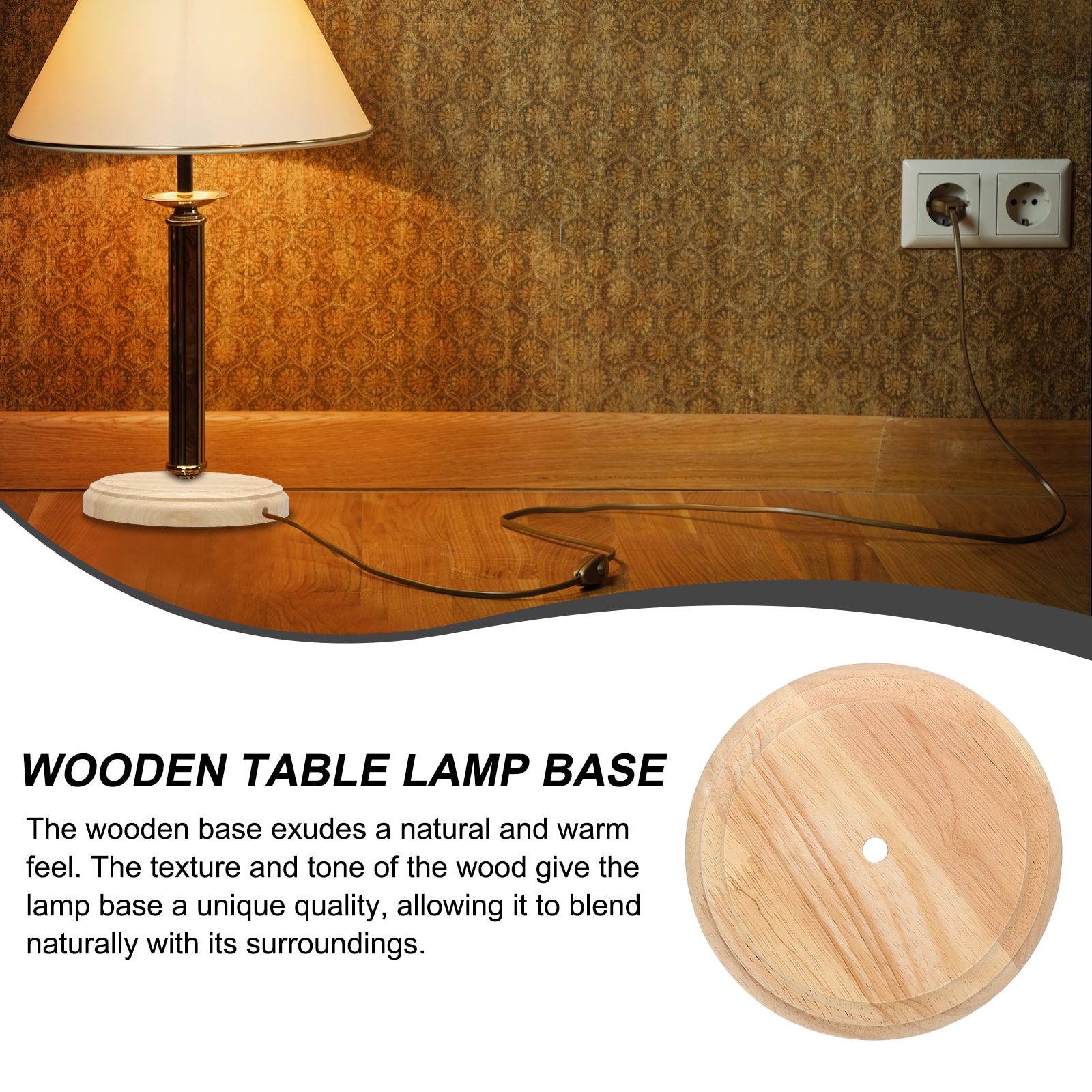 PATIKIL 6.5 Inch x 1.3 Inch Wooden Lamp Base Round Solid Wooden Base ...