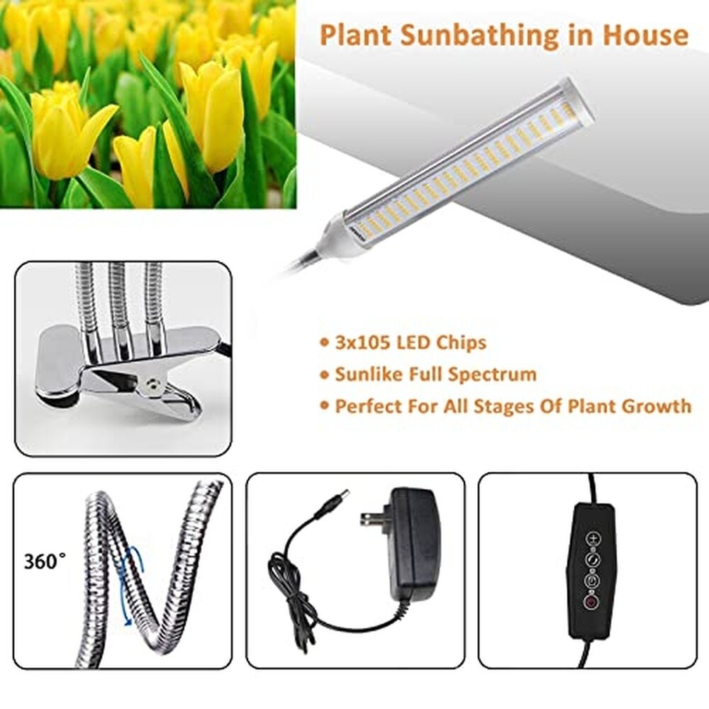 AOIZGMY LED Grow Light for Indoor Plants Full Spectrum 3 Heads 315 LED ...