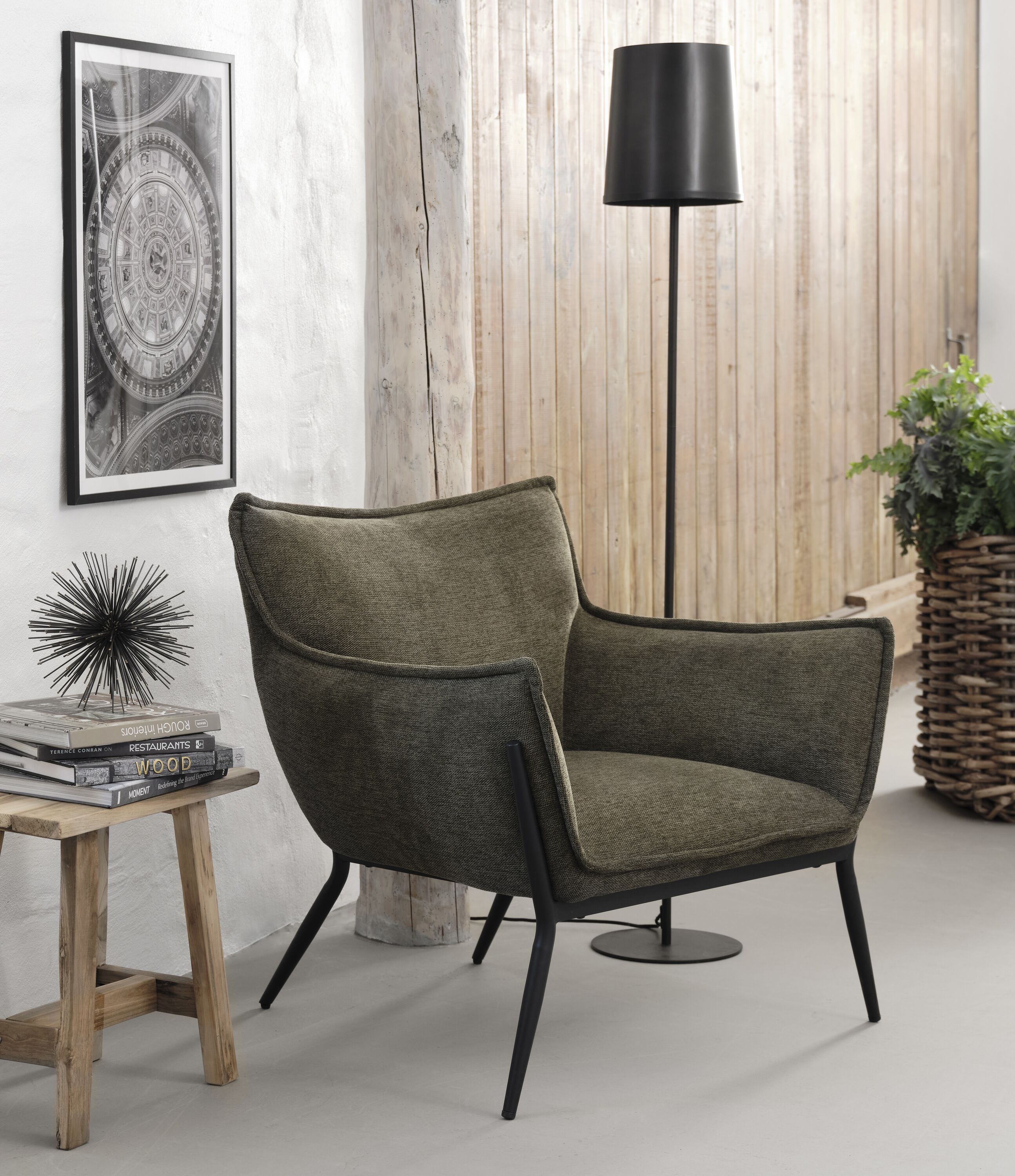 32.65-in W Modern Olive Green Boucle Accent Armchair in the Chairs ...
