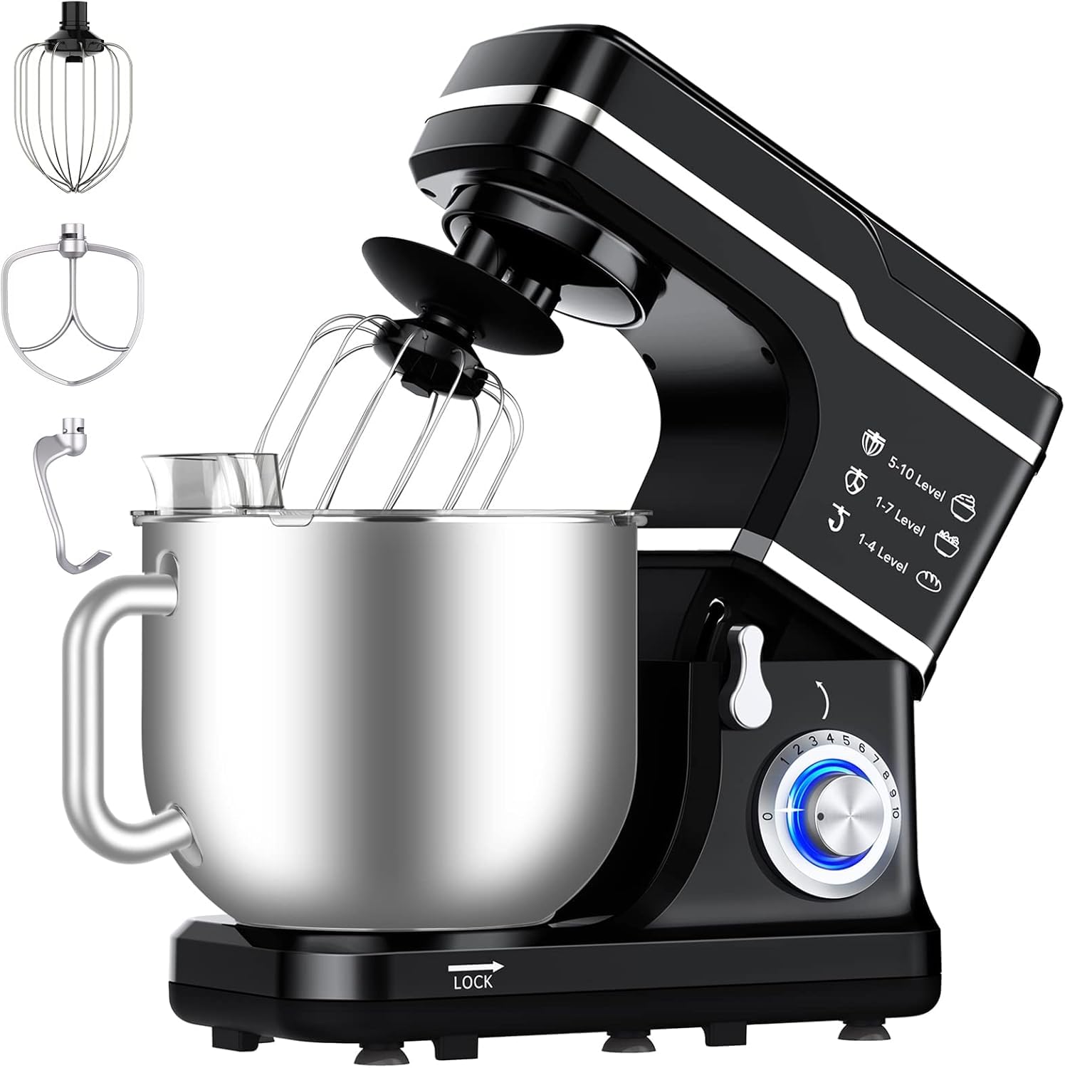 Garvee 7.5QT Stand Food Mixer 10-Speed Tilt Head 3-In-1 Kitchen ...