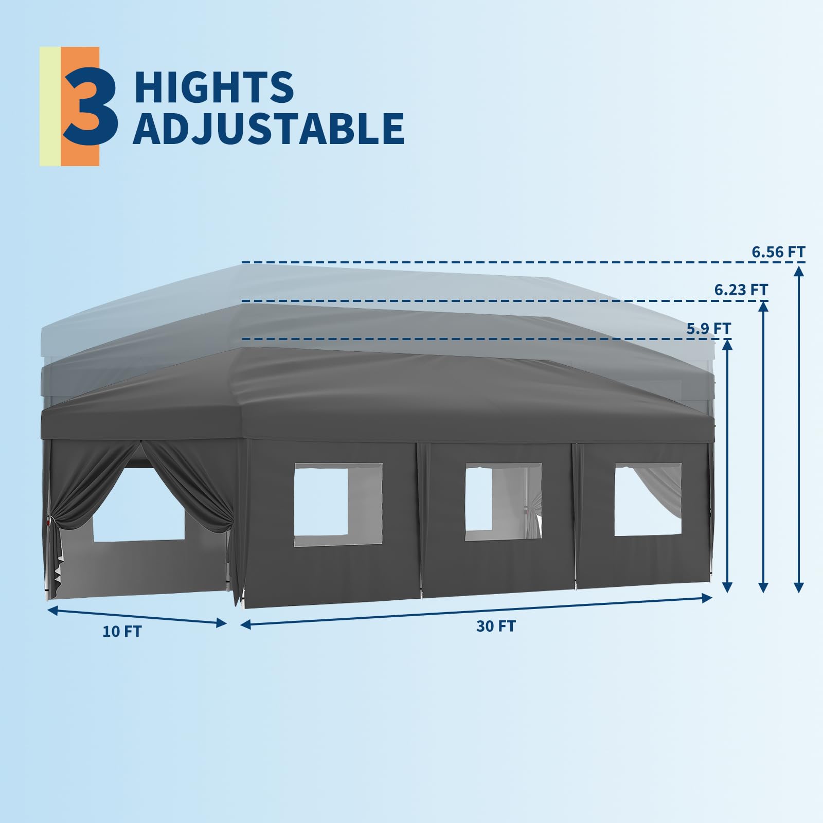 IdealHouse 10 x 30 FT Pop Up Canopy with Sidewalls Outdoor Canopy Tent ...