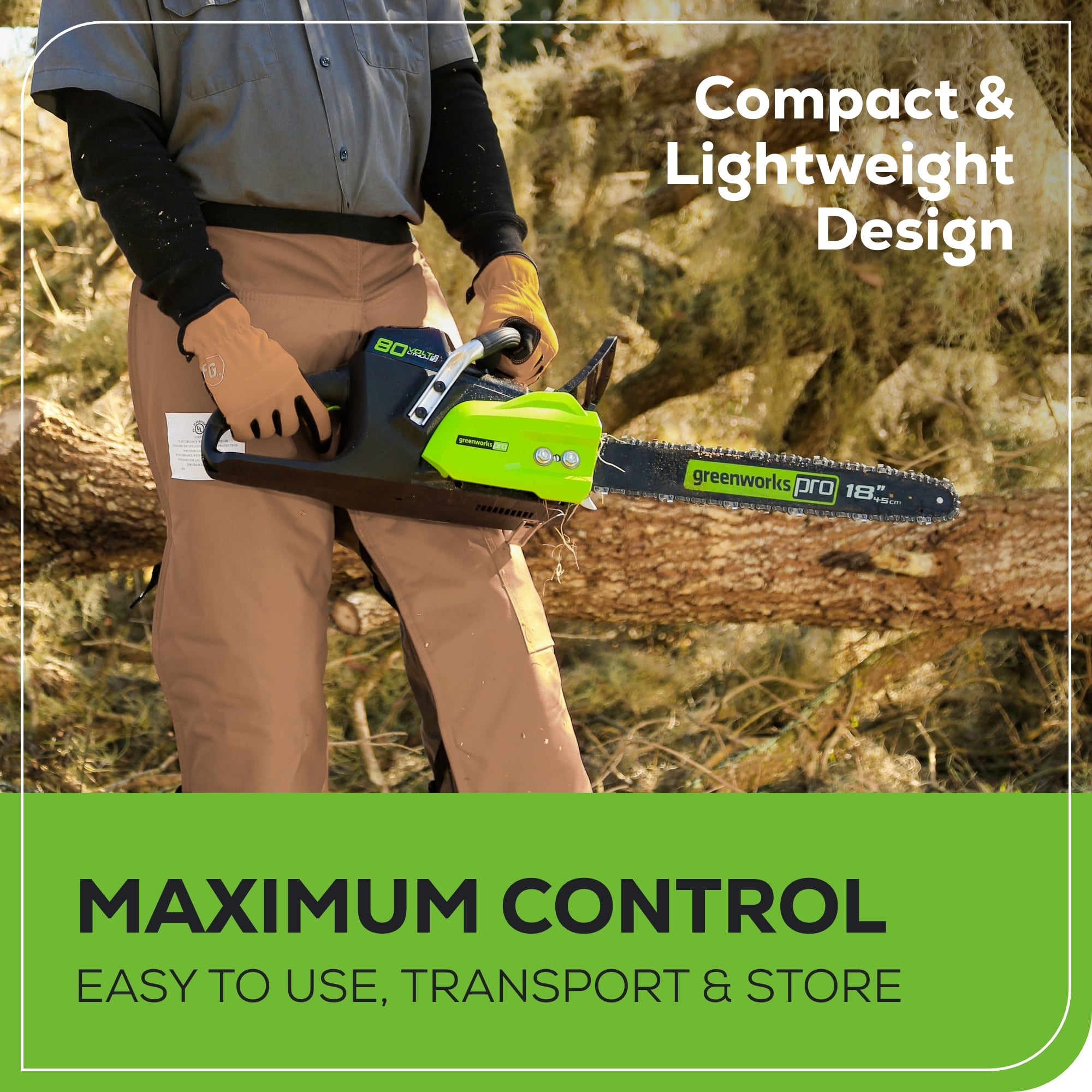 Greenworks 80 volt 18 in Battery 2 Ah Chainsaw Battery and Charger Included GCS80420 at Lowes