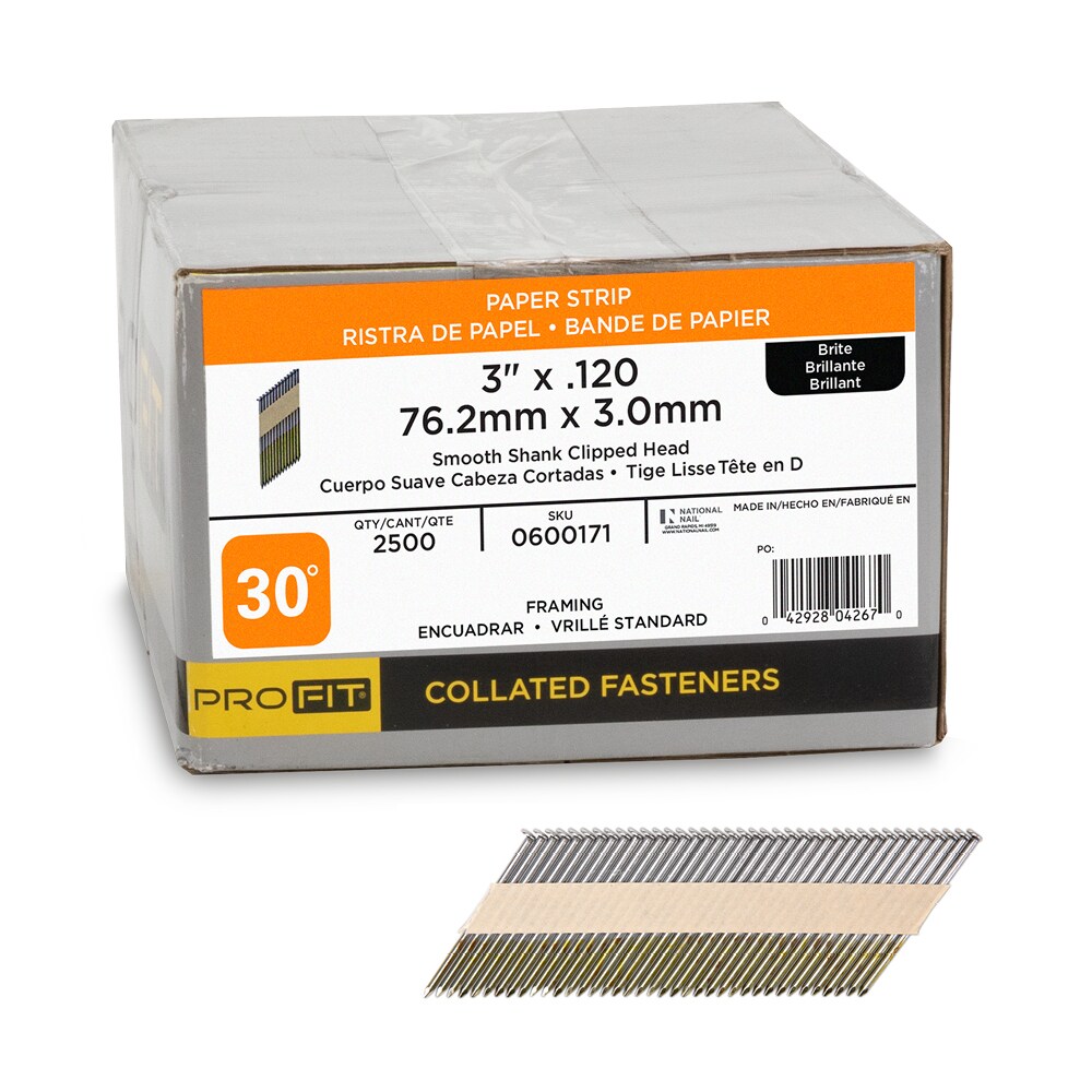 PRO-FIT 3-in x 0.131-in 30 Degree Bright Smooth Collated Framing Nails ...