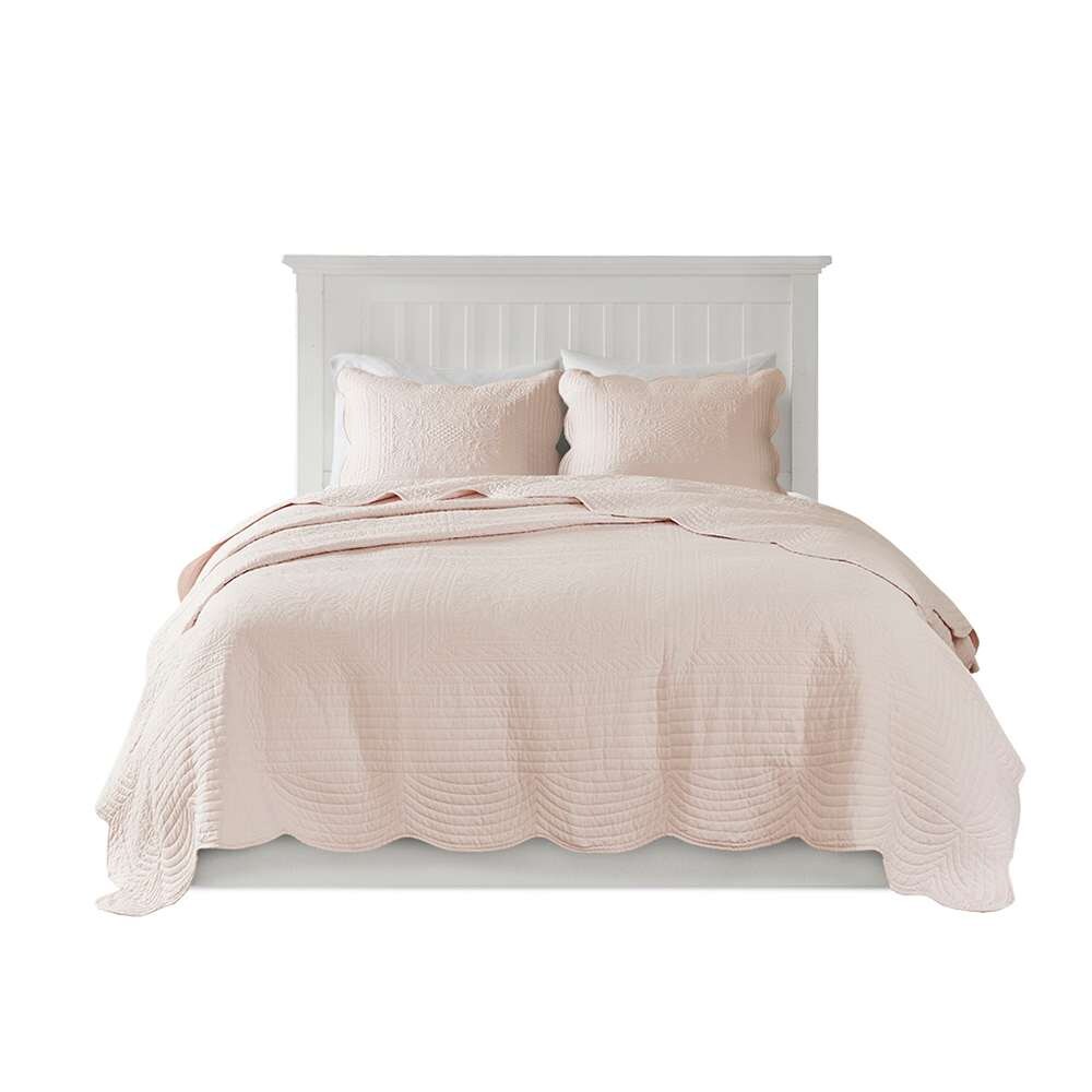 JUJABU Blush King/Cal King 108in 3 Piece Reversible Scalloped Edge ...