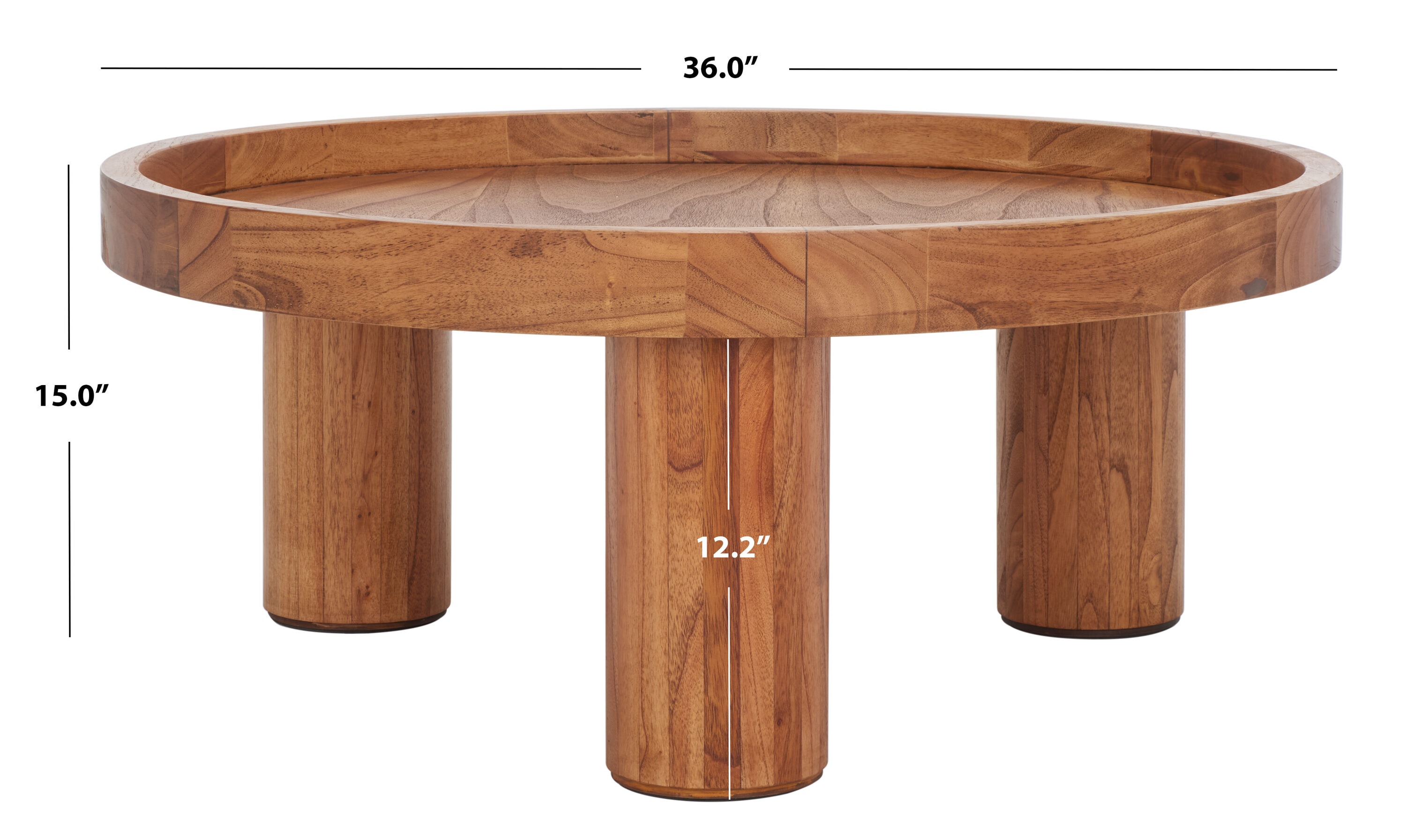 Safavieh Farmhouse Round Wood Veneer 35.98-in W x 15-in H Coffee Table ...