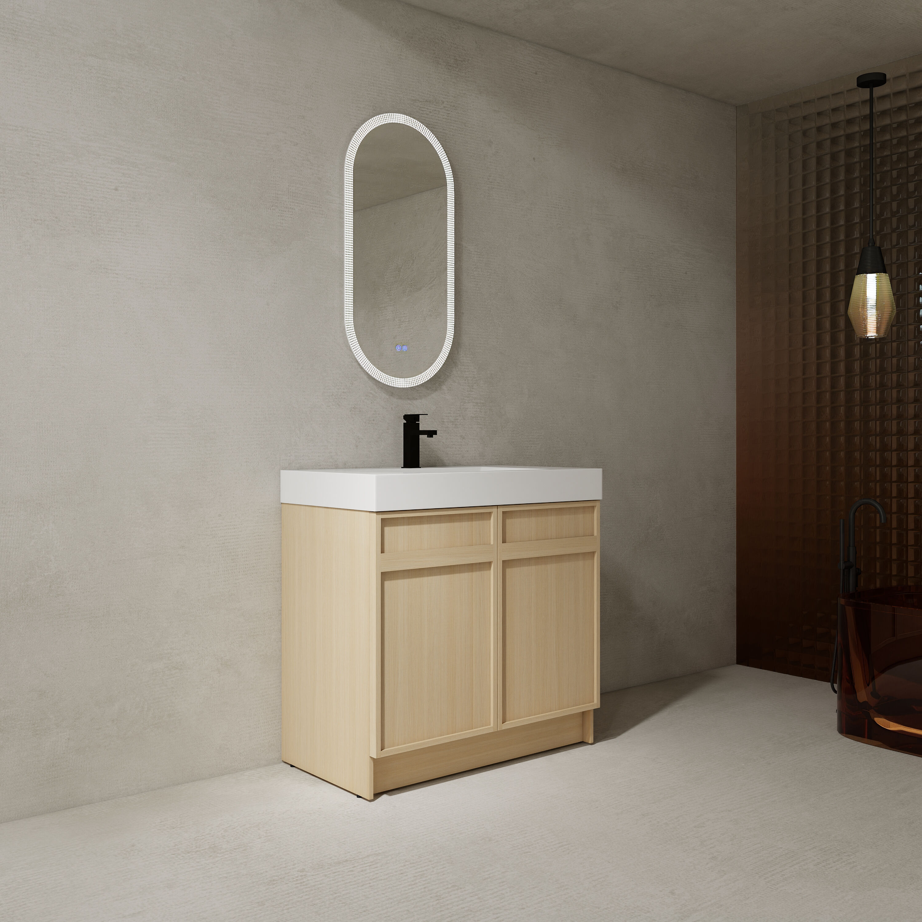 LUXEYARD 24 Inch Freestanding Bathroom Vanity Resin Sink Soft Closing ...