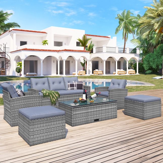 Bayfeve 6-Piece All-Weather Patio Conversation Set Wicker PE Rattan ... Bayfeve 6-Piece All-Weather Patio Conversation Set Wicker PE Rattan ...