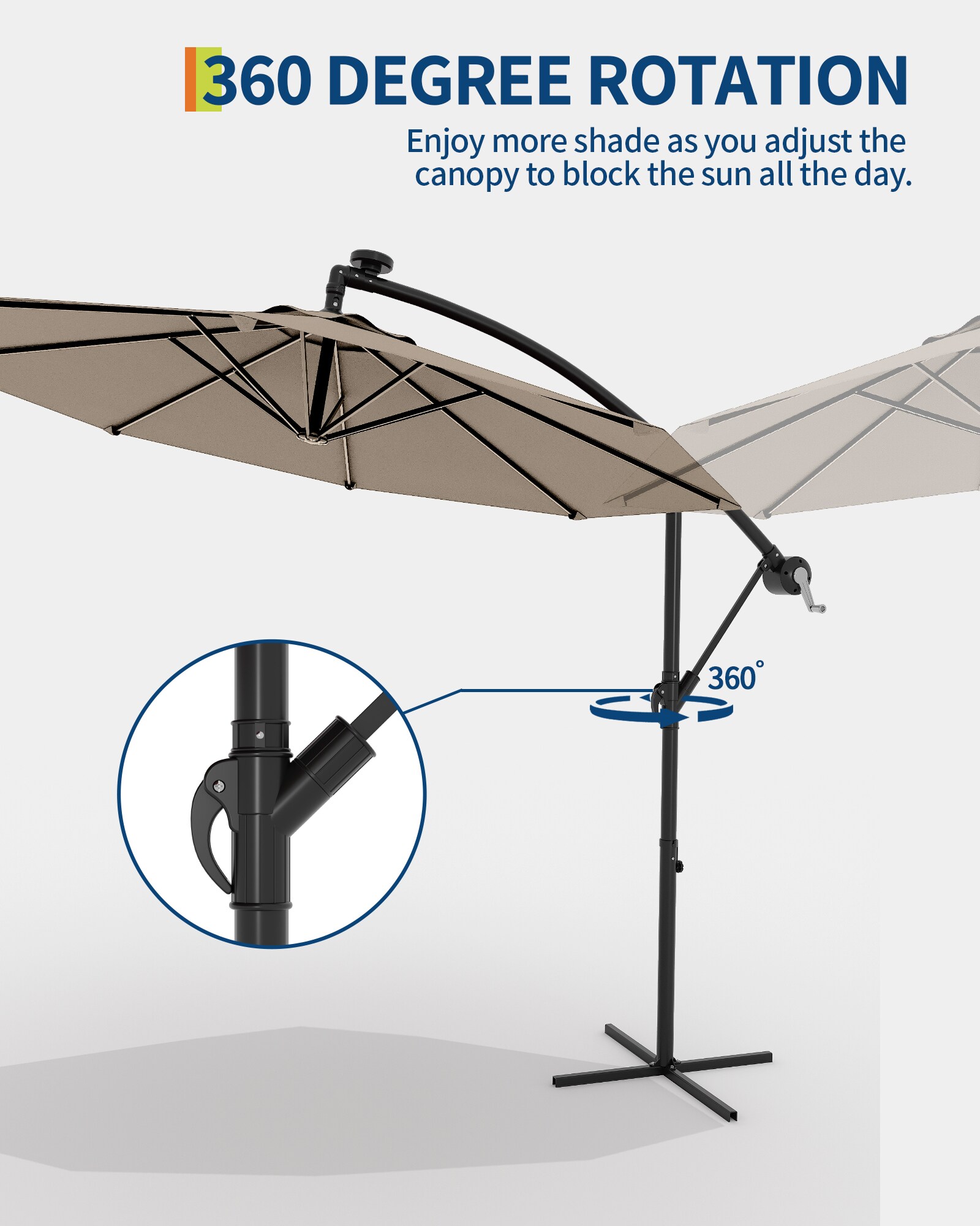 IdealHouse Outdoor Patio Umbrella Cantilever Umbrella with Base ...