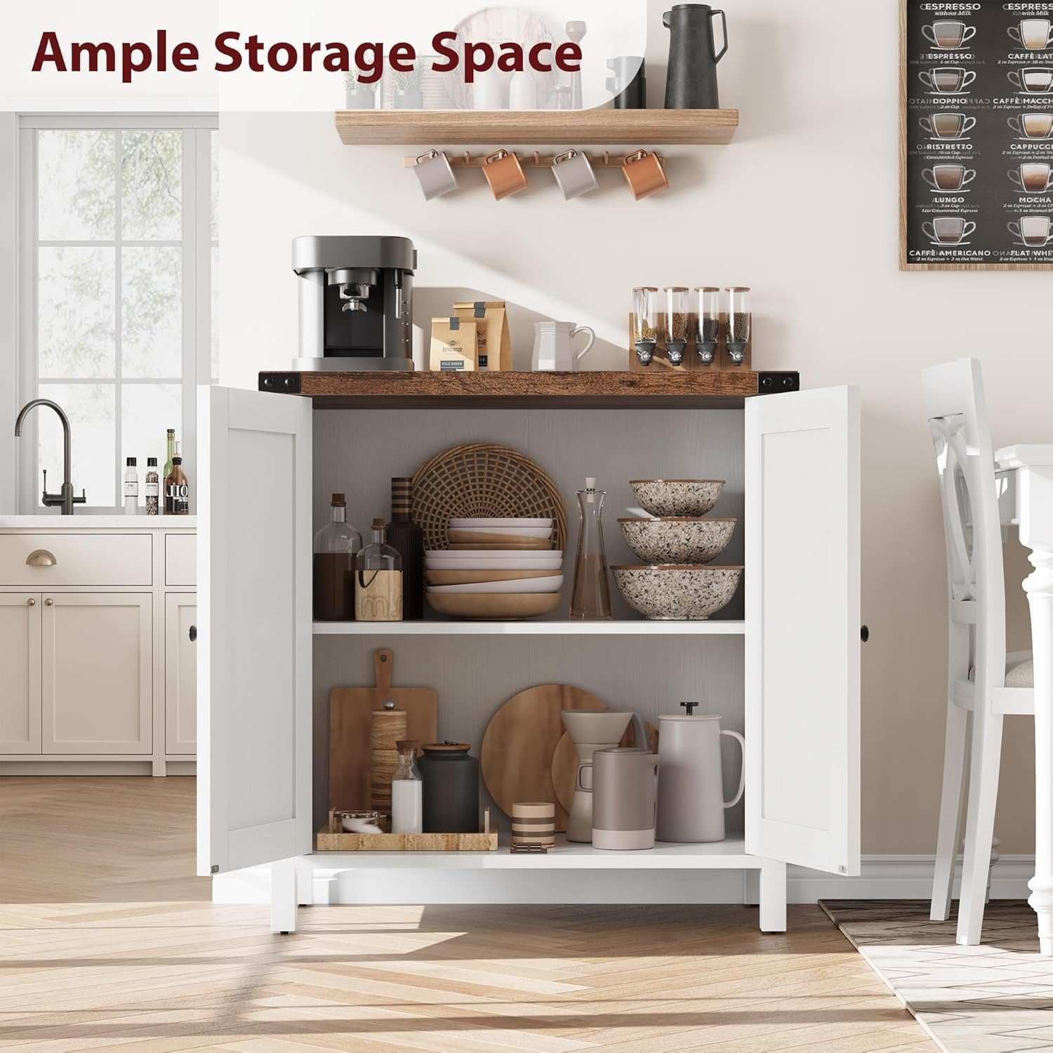 Garvee Small Storage Cabinet 2 Piece Farmhouse Sideboard Buffet Cabinet ...
