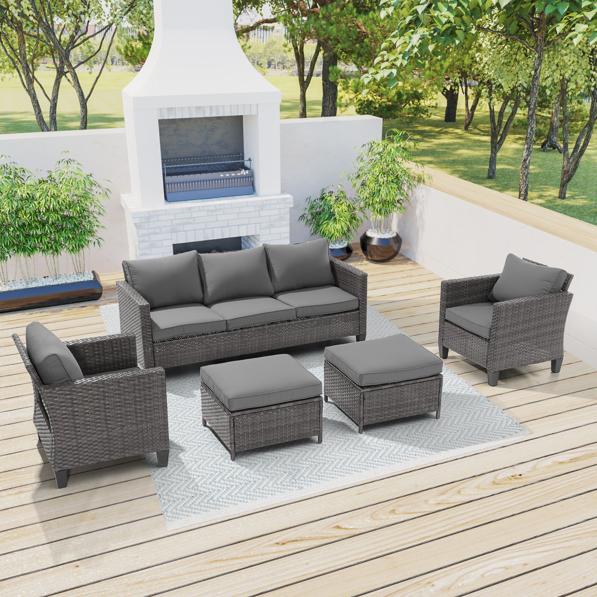 5 piece rattan sofa set store