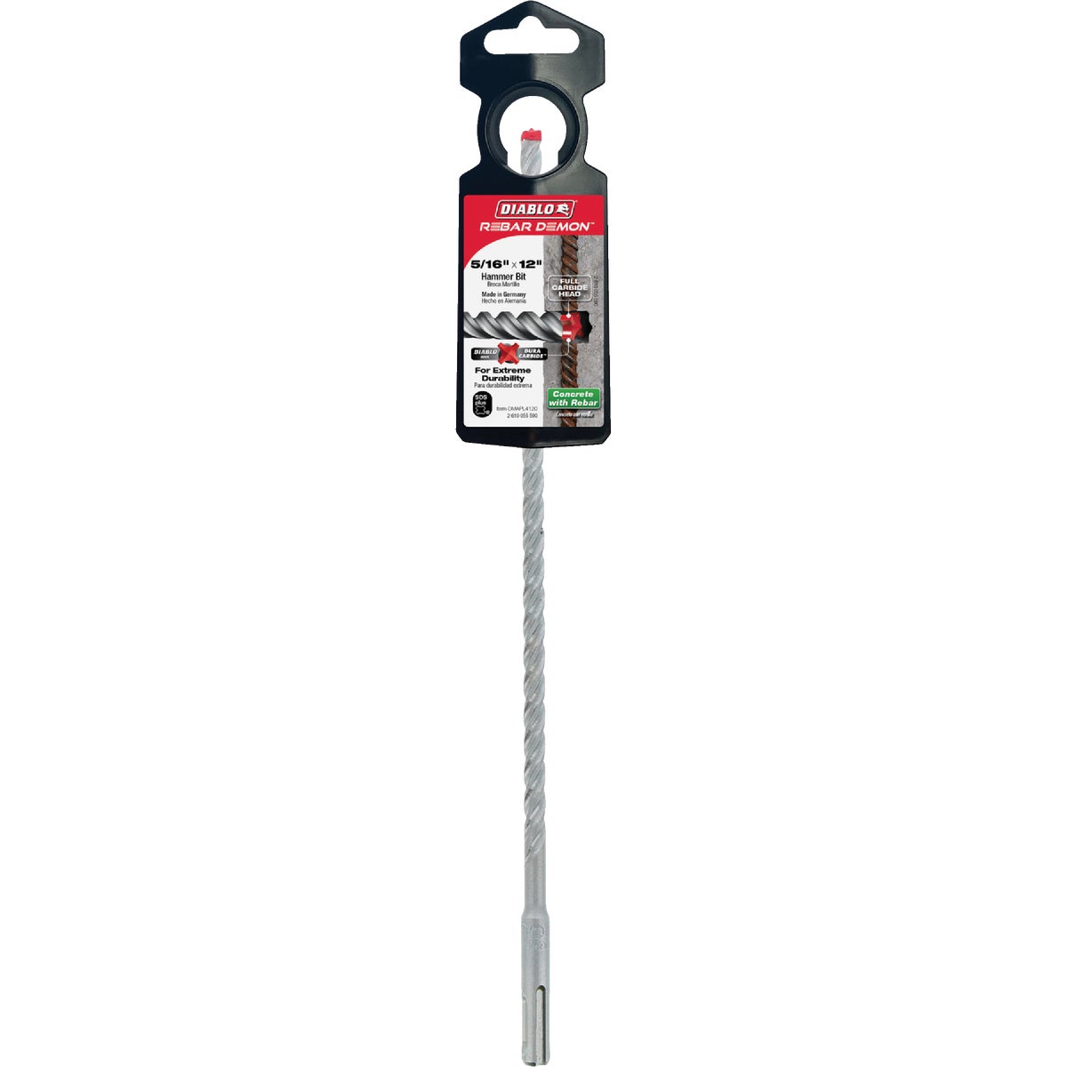 Diablo Rebar Demon SDS-Plus 4-Cutter Full Carbide Hammer Drill Bit - 5/ ...