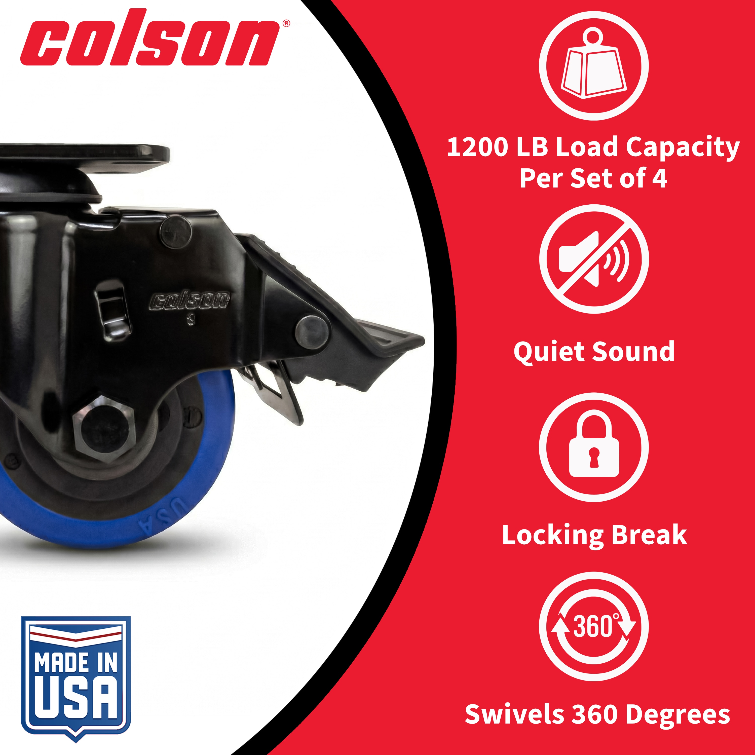 Colson CC 3-IN BLUE POLY SWVL BRKE in the Casters department at Lowes.com