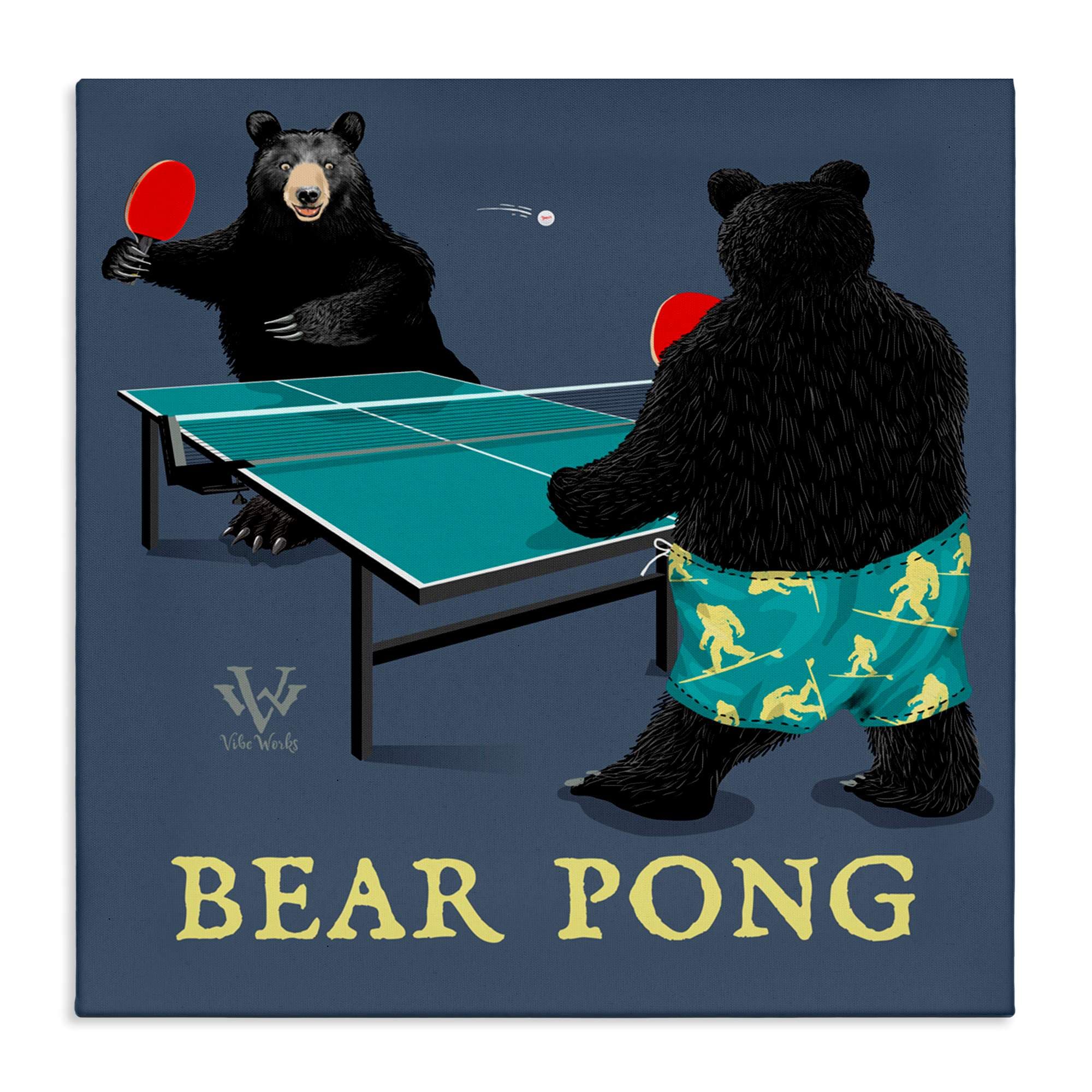 Stupell Industries Bear Pong Animal Humor Canvas Art 17 x 17 in the ...