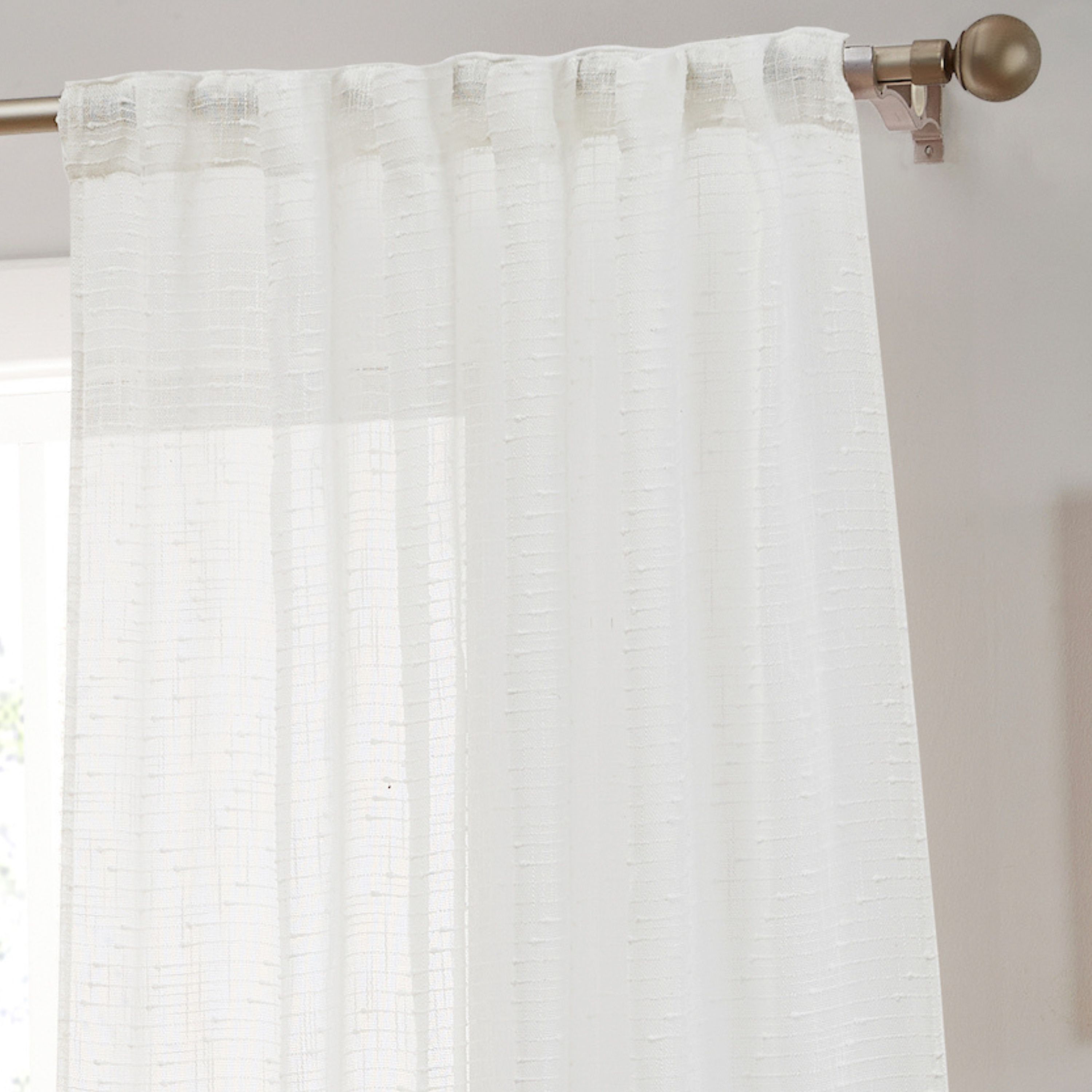 HLC.me Emily Faux Linen Semi Sheer Light Filtering Transparent Back Tab ...