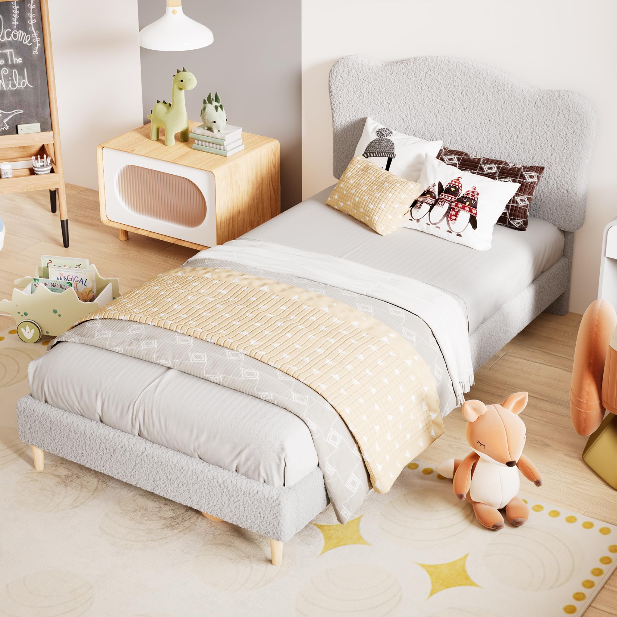 IdealHouse Modern Upholstered Platform Bed Frame With Adjustable ...