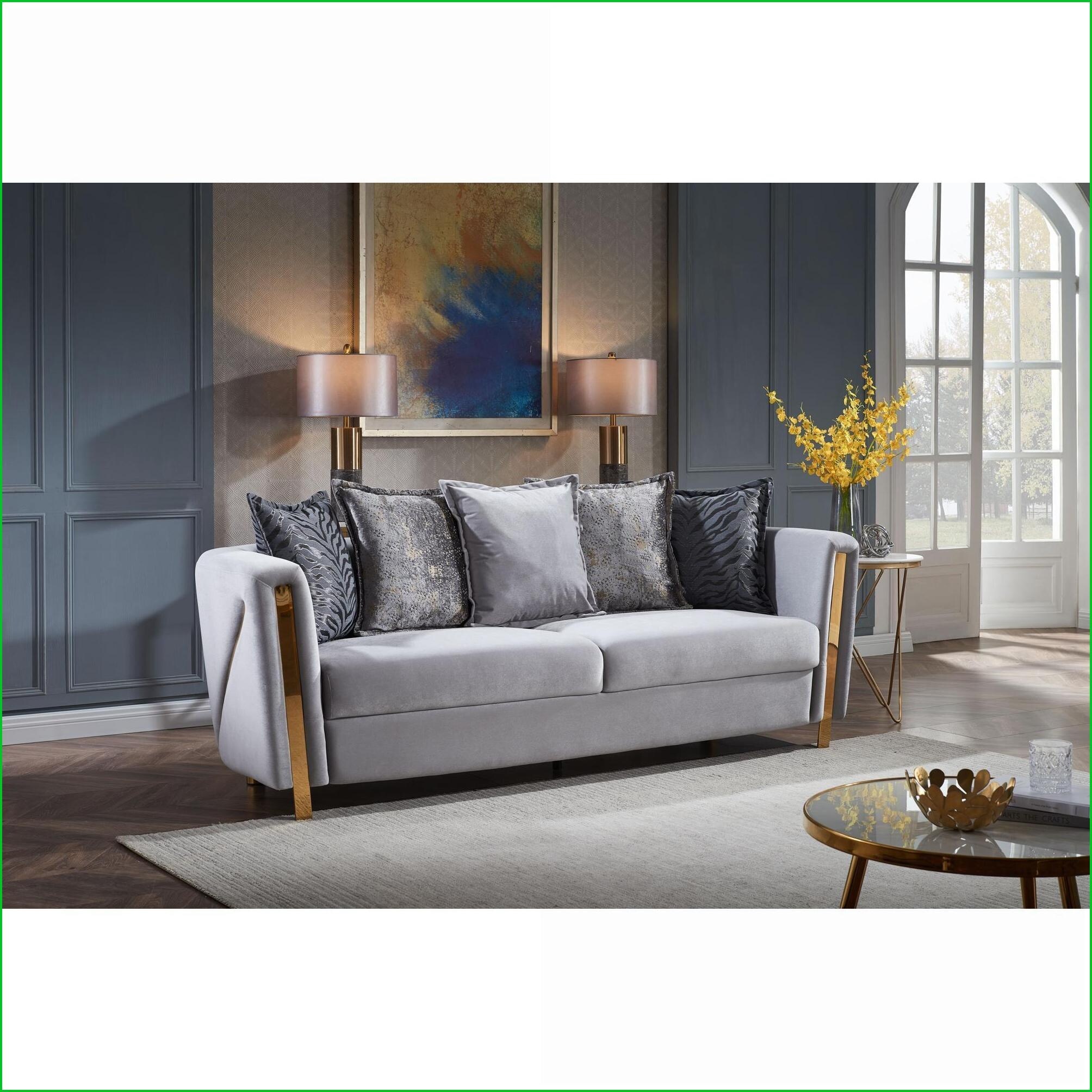 Watnature Sofas Couches Slate Gray Velvet Upholstered Sofa with Solid ...