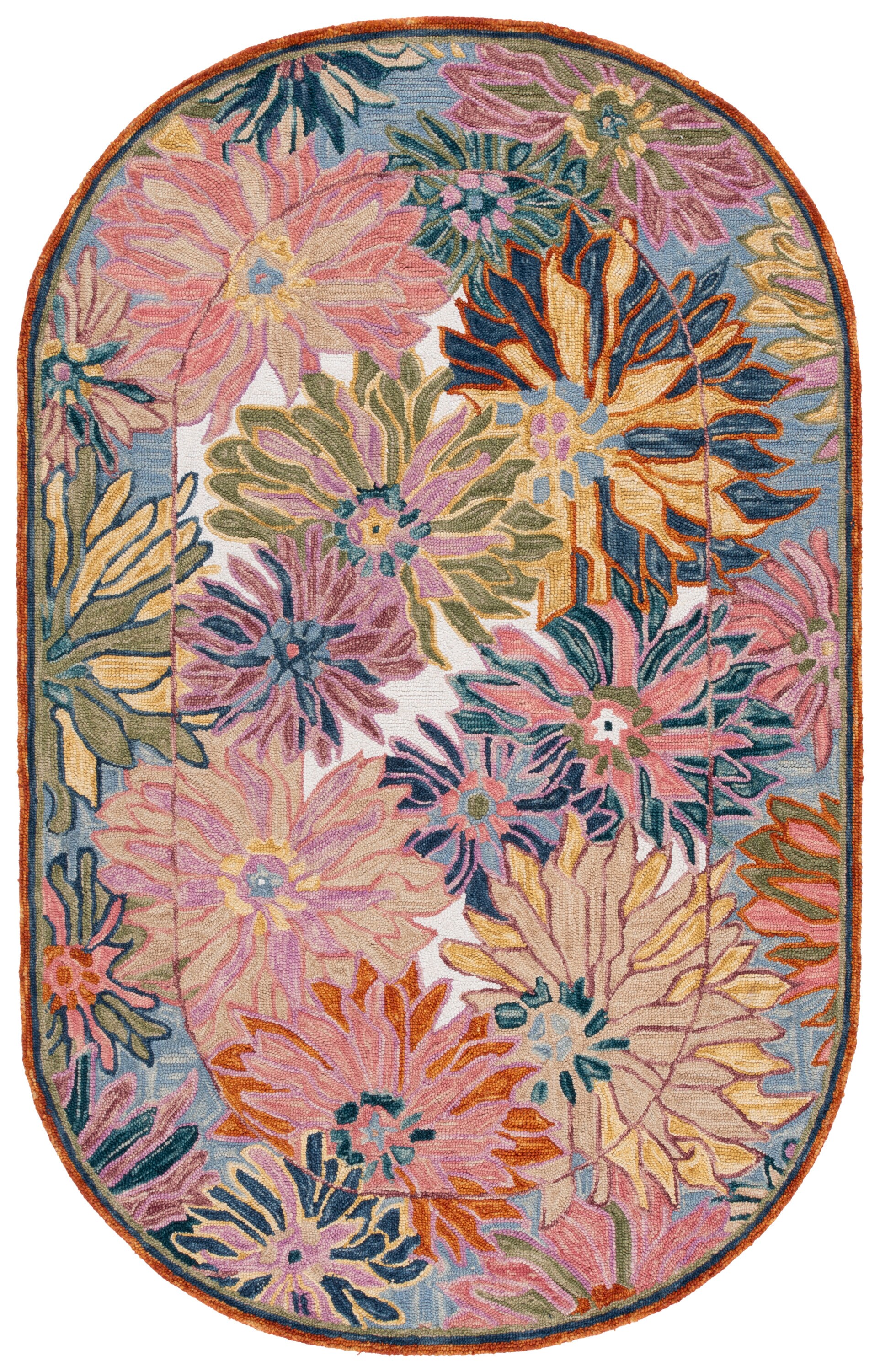 Safavieh Jardin 358 Pink/Rust Country Floral 5Ft x 8Ft Oval Rug in the ...