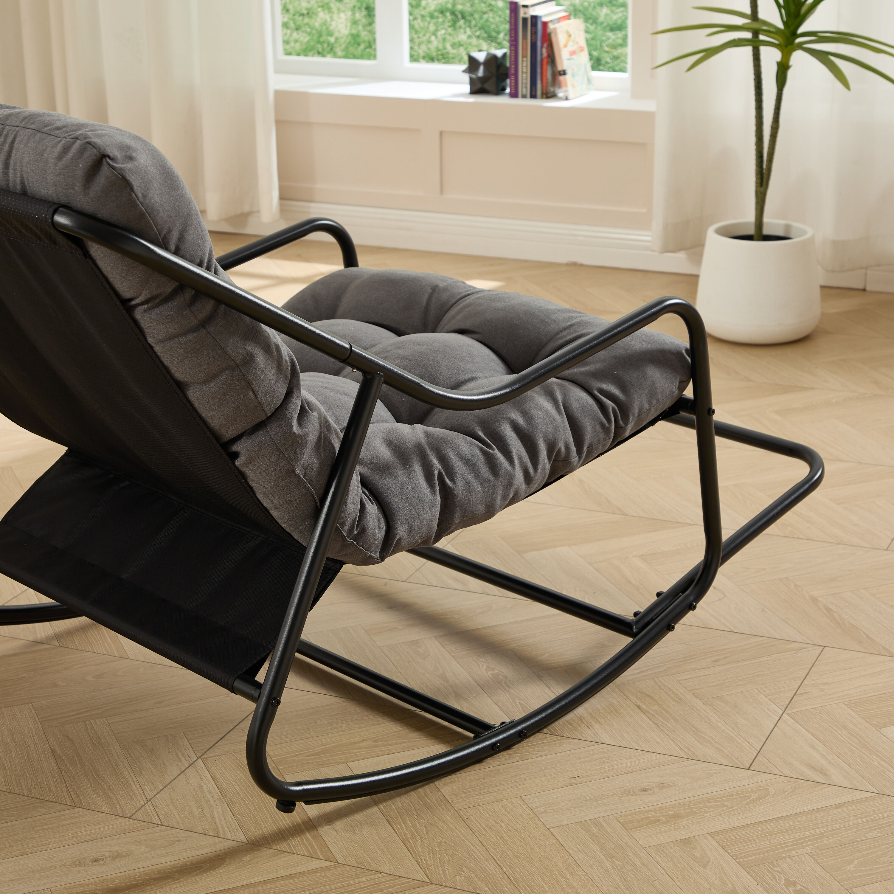 Blisstyle Outdoor Rocking Chair Comfy Cushion with Soft Thick Cushion ...